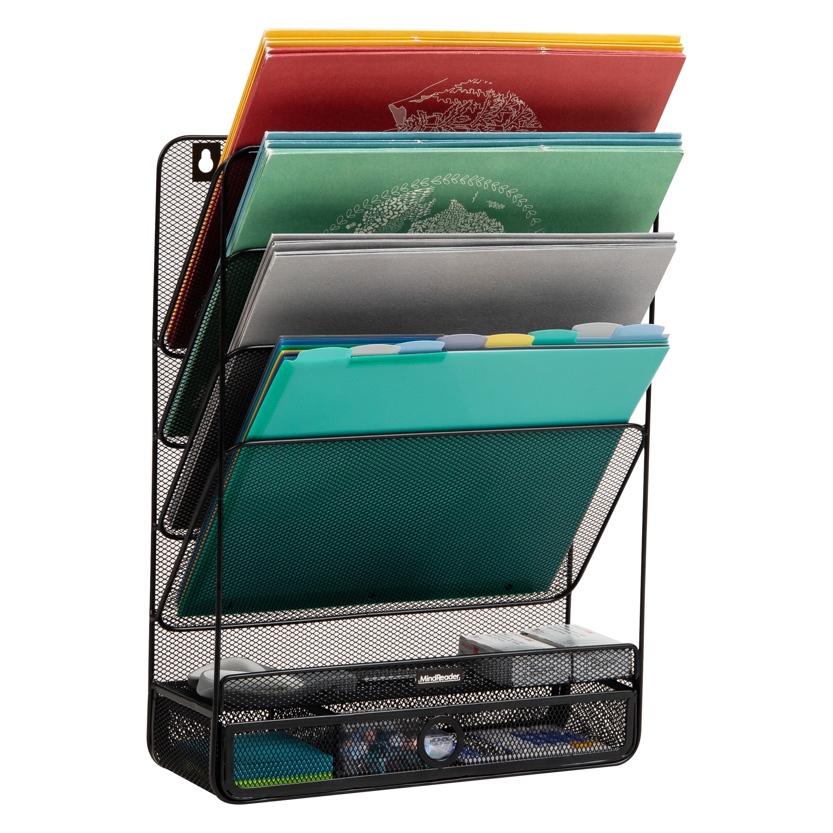 Mind Reader 4-Tier Vertical File Storage, Desktop Organizer, Wall Mount ...