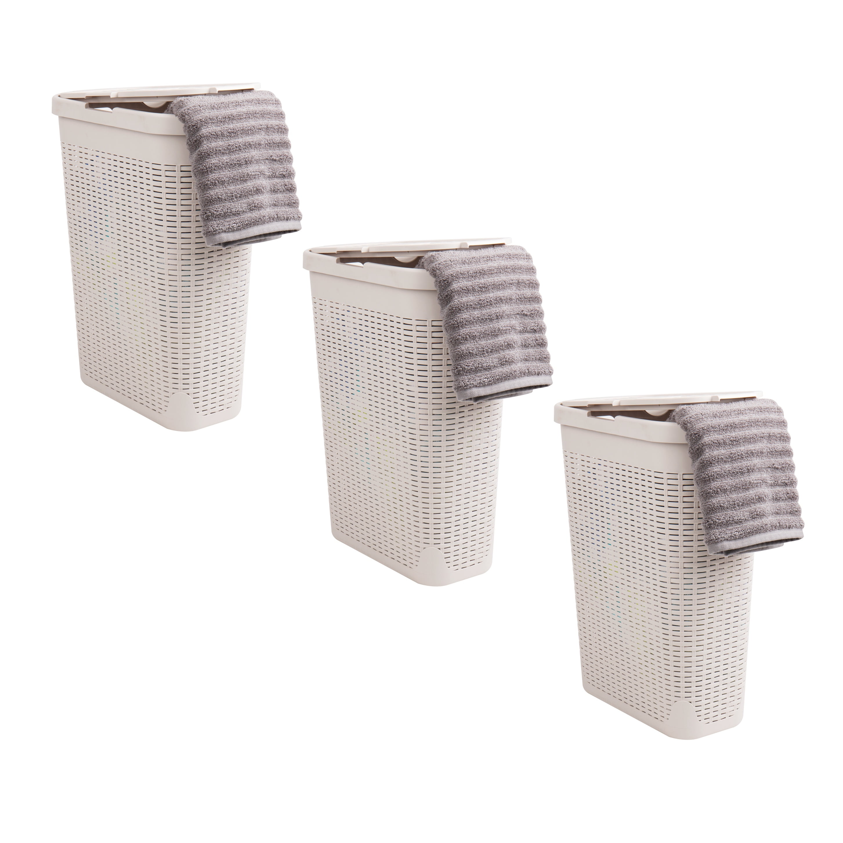 Mind Reader 40L Slim Laundry Hamper, Clothes Basket, Lid, Wicker Design ...