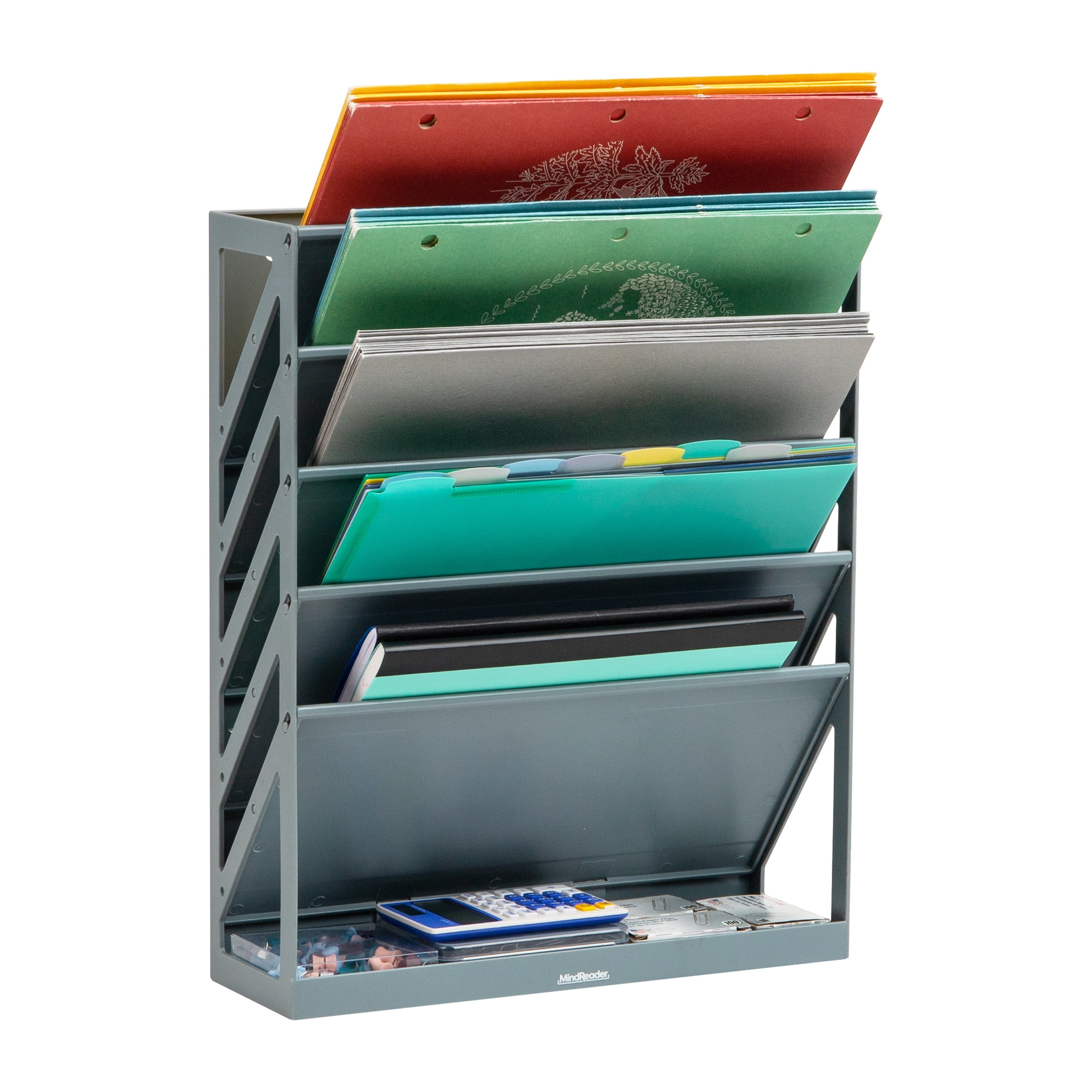 Mind Reader 5-Tier Vertical File Storage, Desktop Organizer, Wall Mount ...