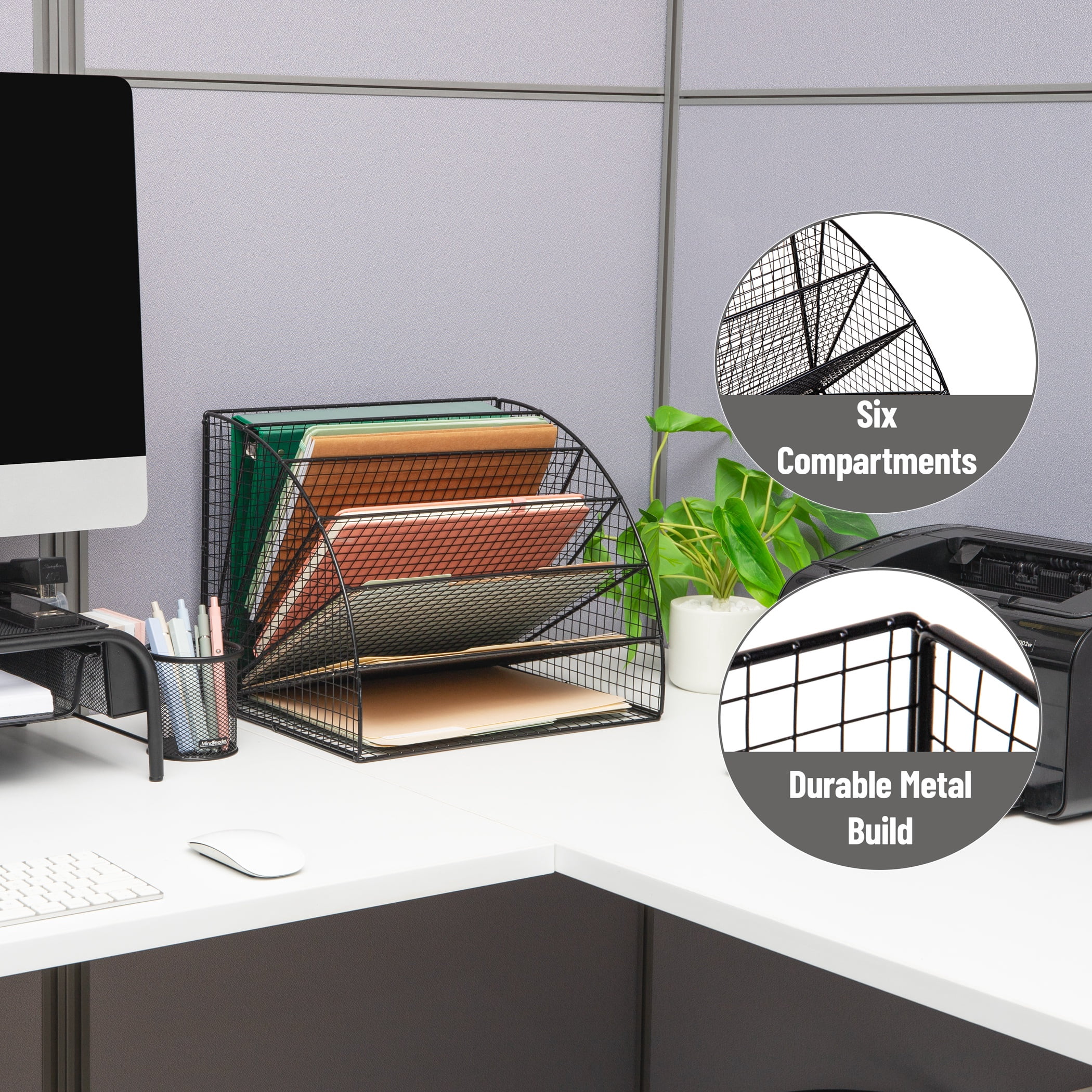 Mind Reader 6 Tier Fan Shaped Desktop File Organizer, Large Capacity ...