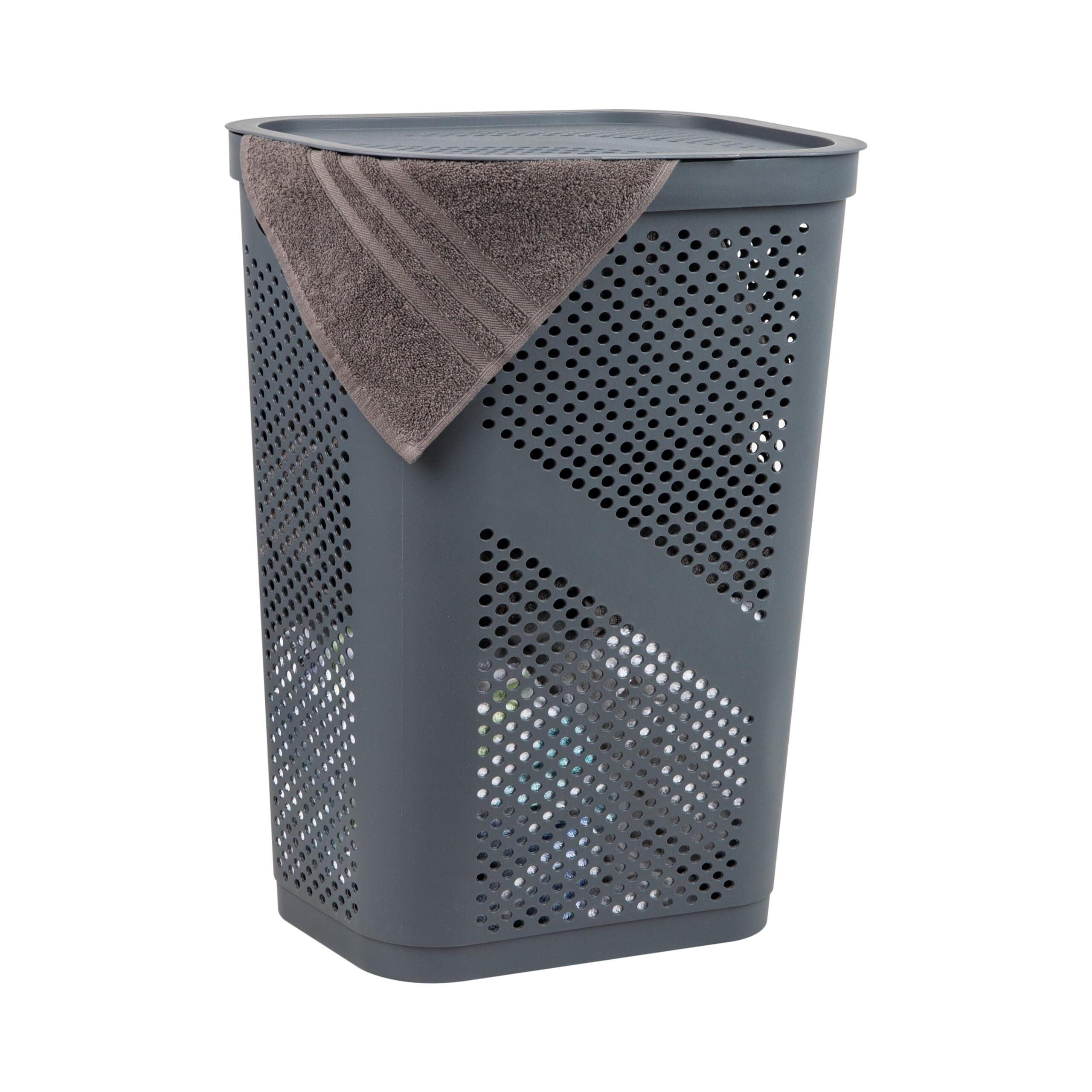 Mind Reader 60L Slim Laundry Hamper, Clothes Basket, Lid, Ventilated ...