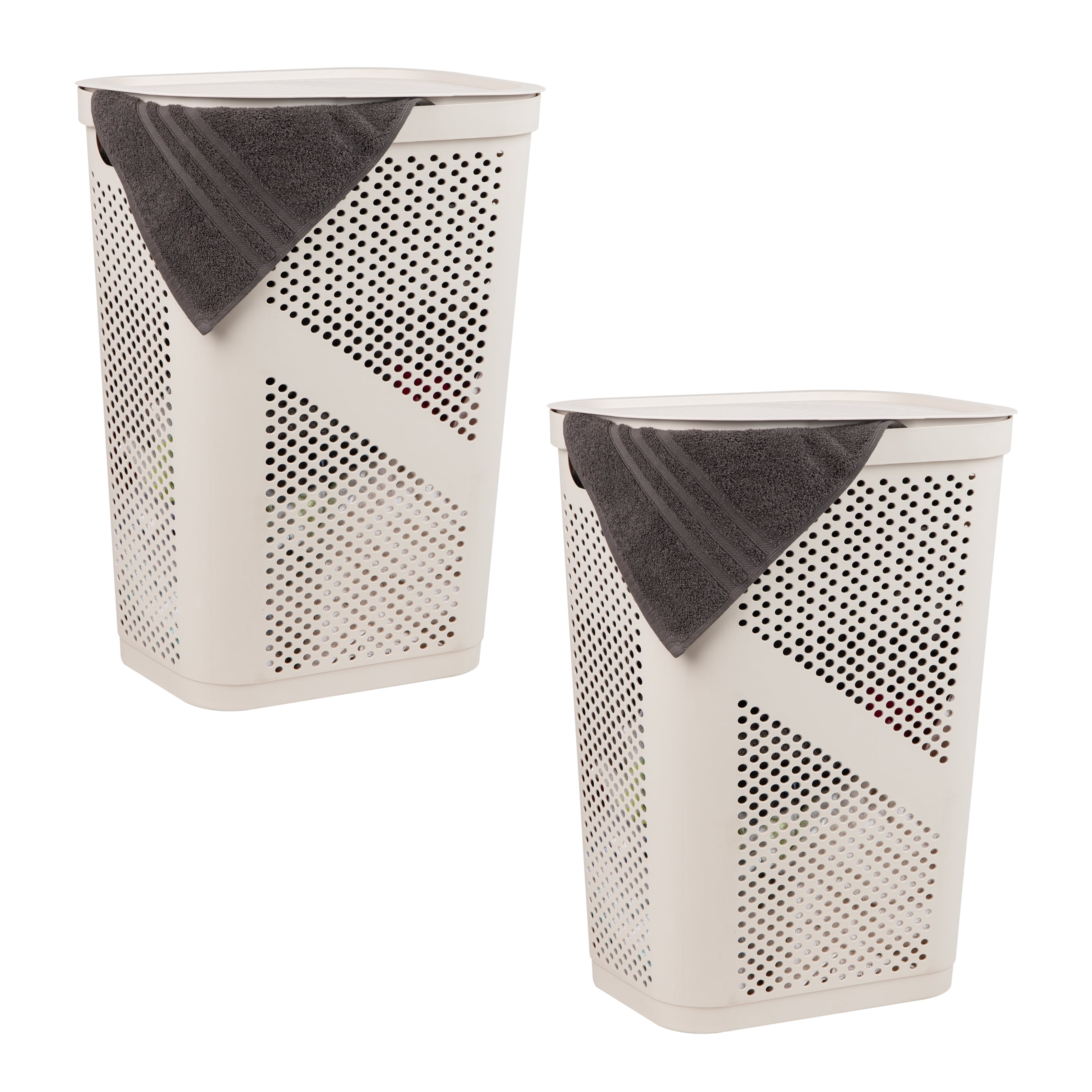 Free Shipping! Mind Reader 60L Slim Laundry Hamper 2-Pack with Lid and ...