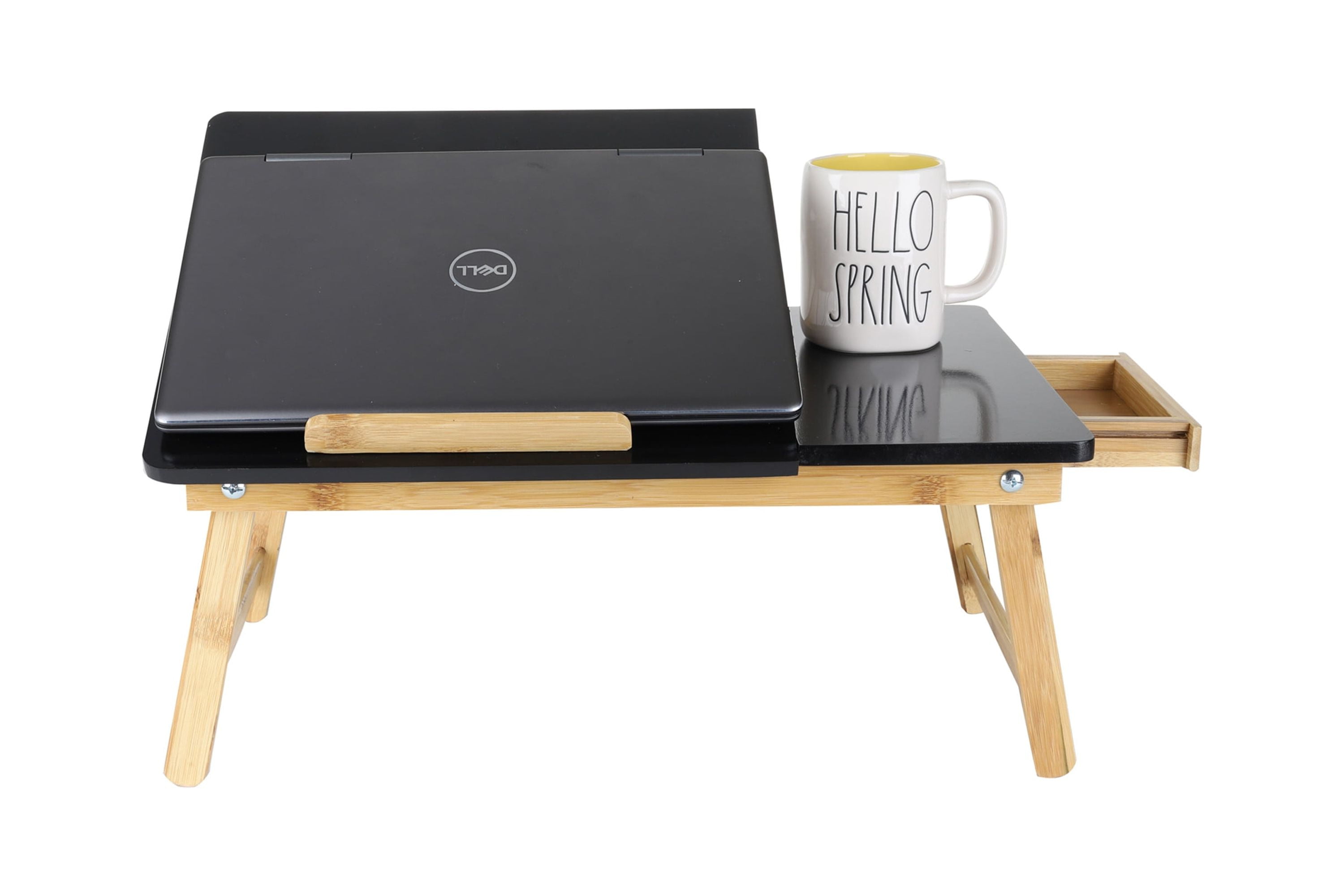 Mind Reader Bamboo Adjustable Lap Desk with Foldable Legs, Black ...
