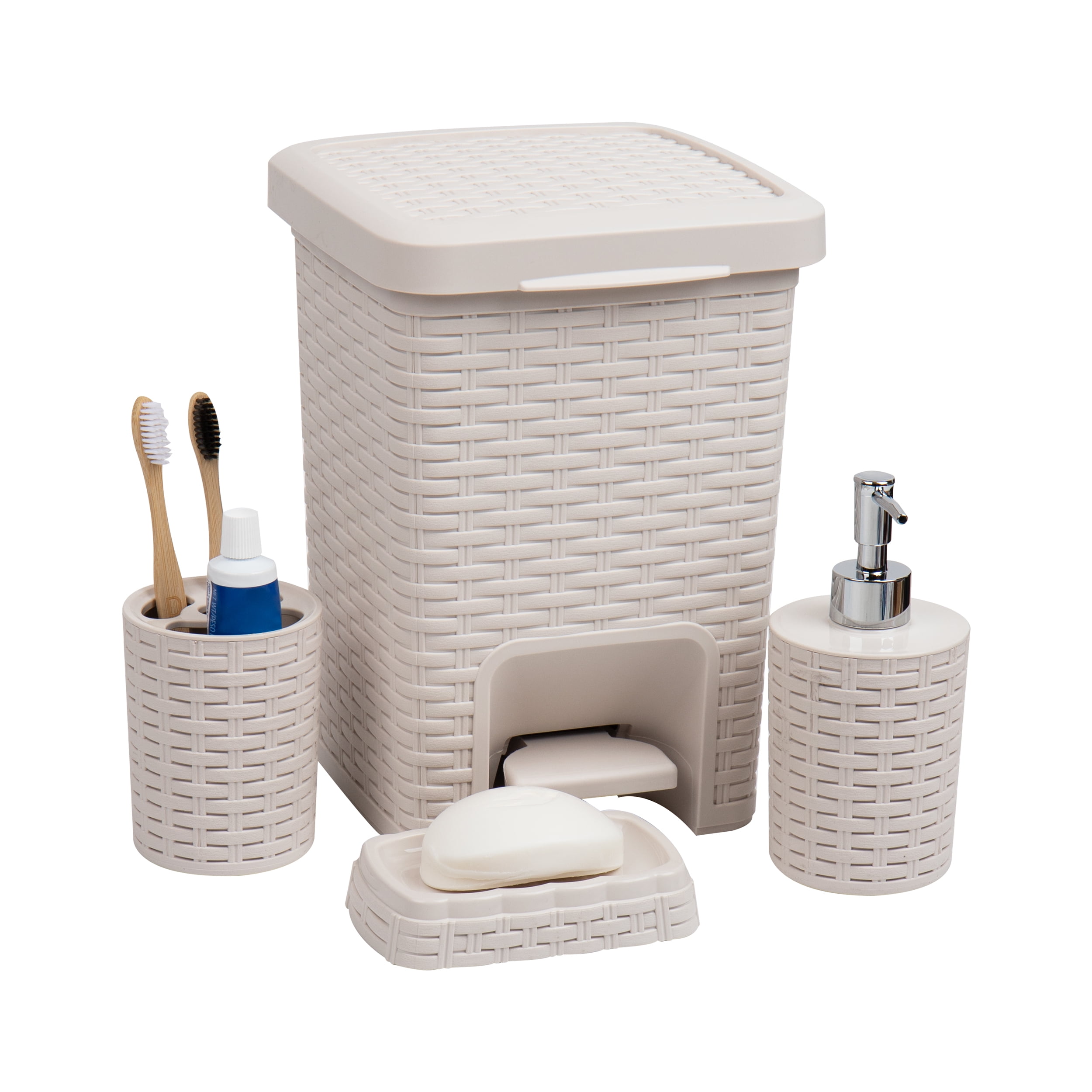 Mind Reader Basket Collection, 4 Piece Bathroom Set includes: Square ...