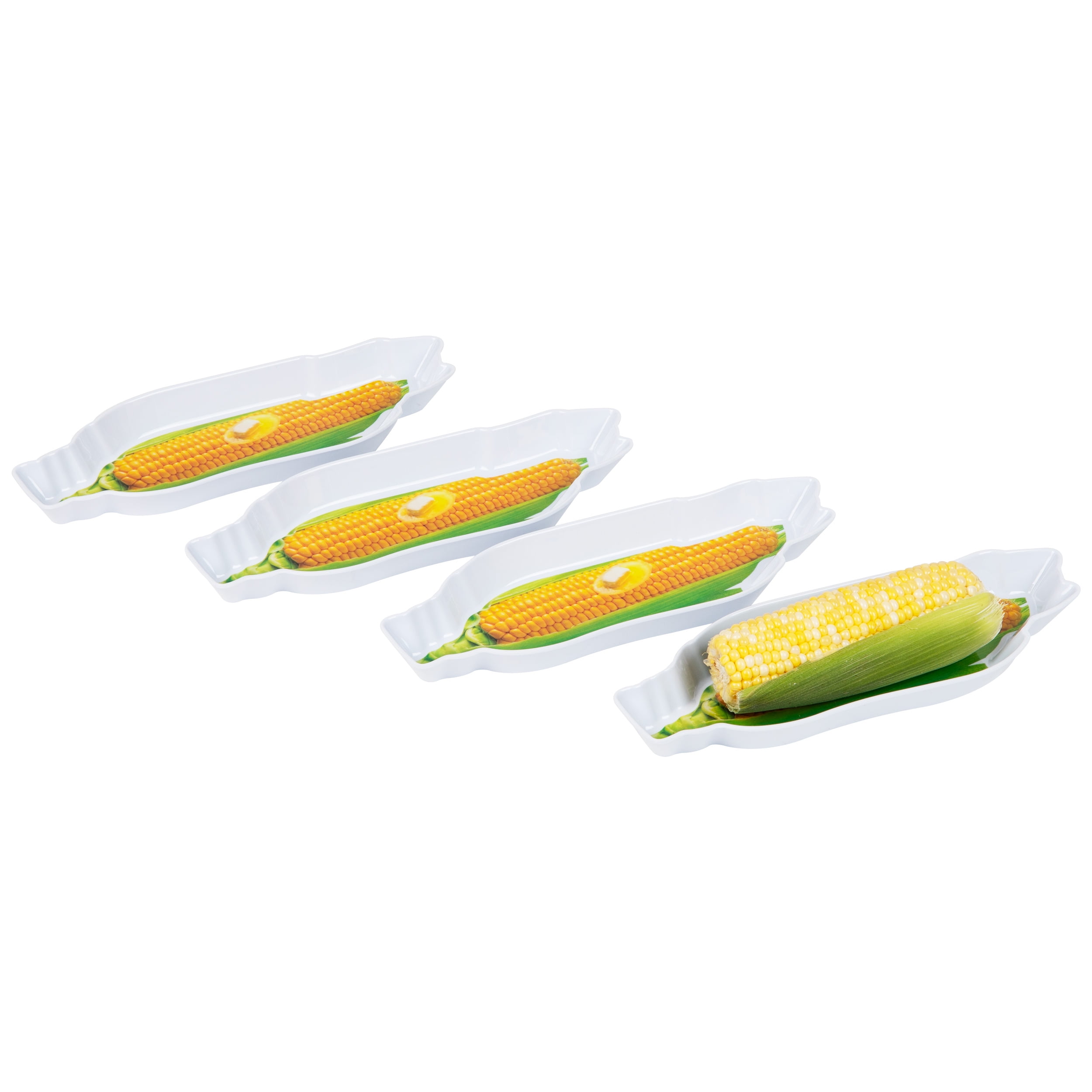 Mind Reader 4-Piece Melamine Corn on the Cob Serving Plates ...