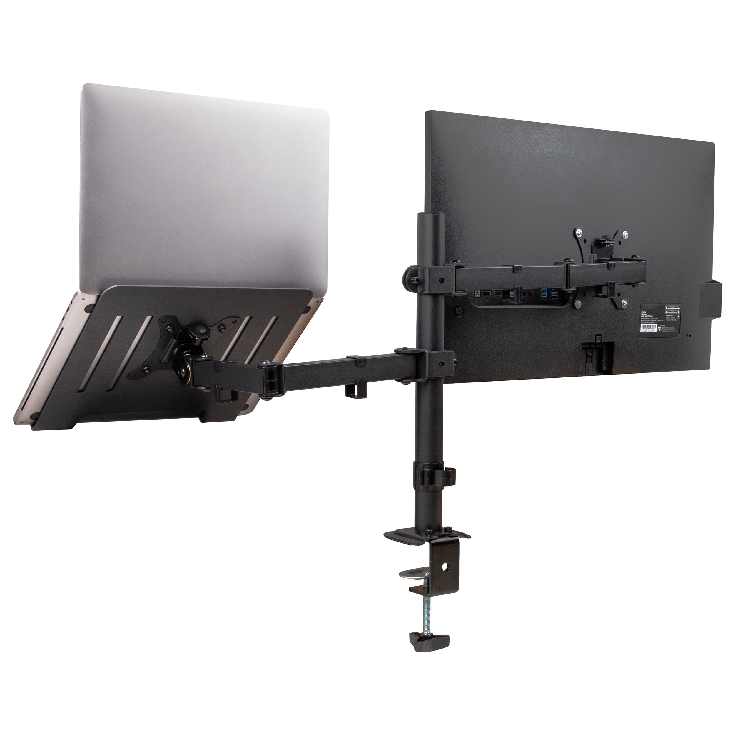 Mind Reader Dual Arm Monitor and Laptop Desk Mount, Adjustable Stand ...