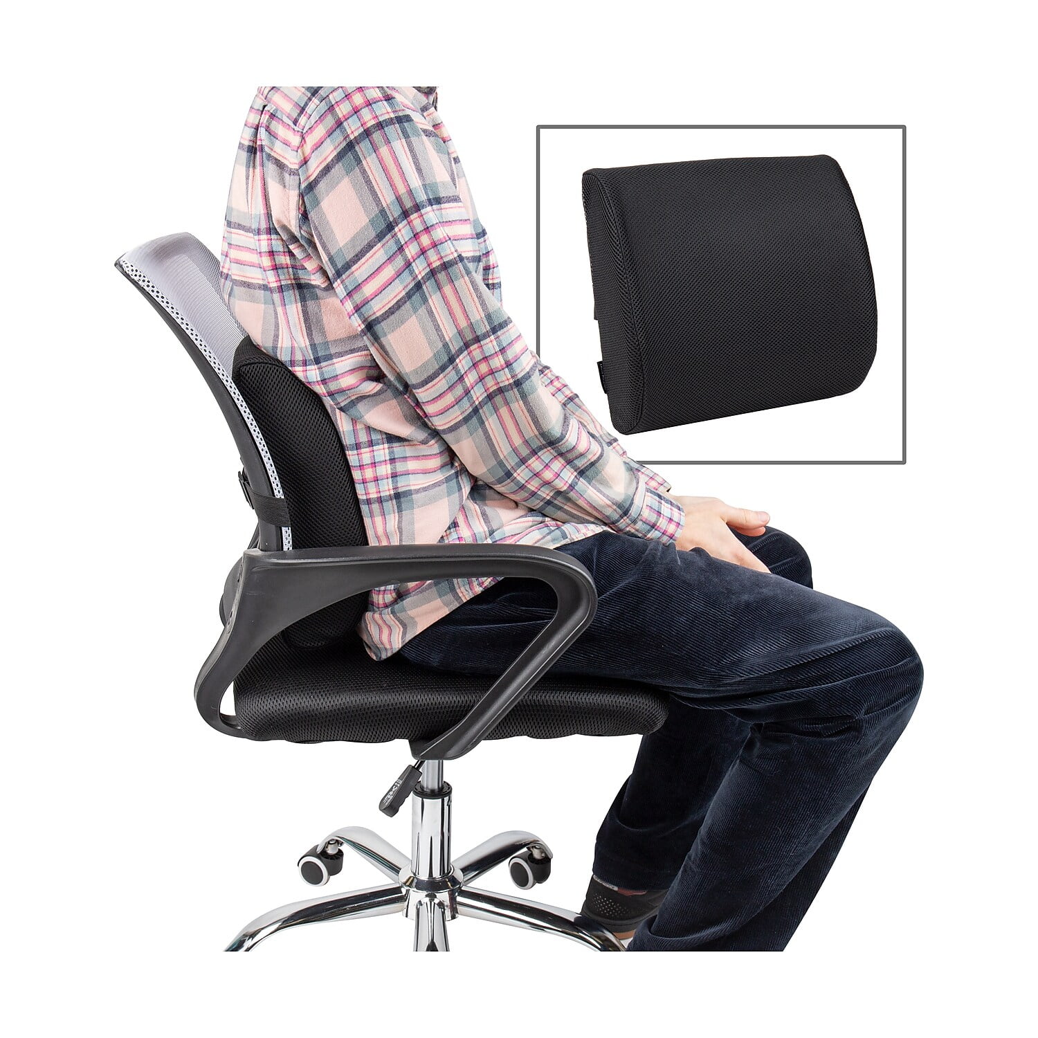 Mind Reader Ergonomic Lower Back Cushion, Office Chair Support, Memory ...