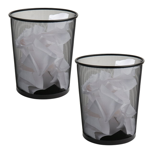 Mind Reader Mesh Trash Can Set of 2, 4.4 Gal, Round Metal Waste Basket ...