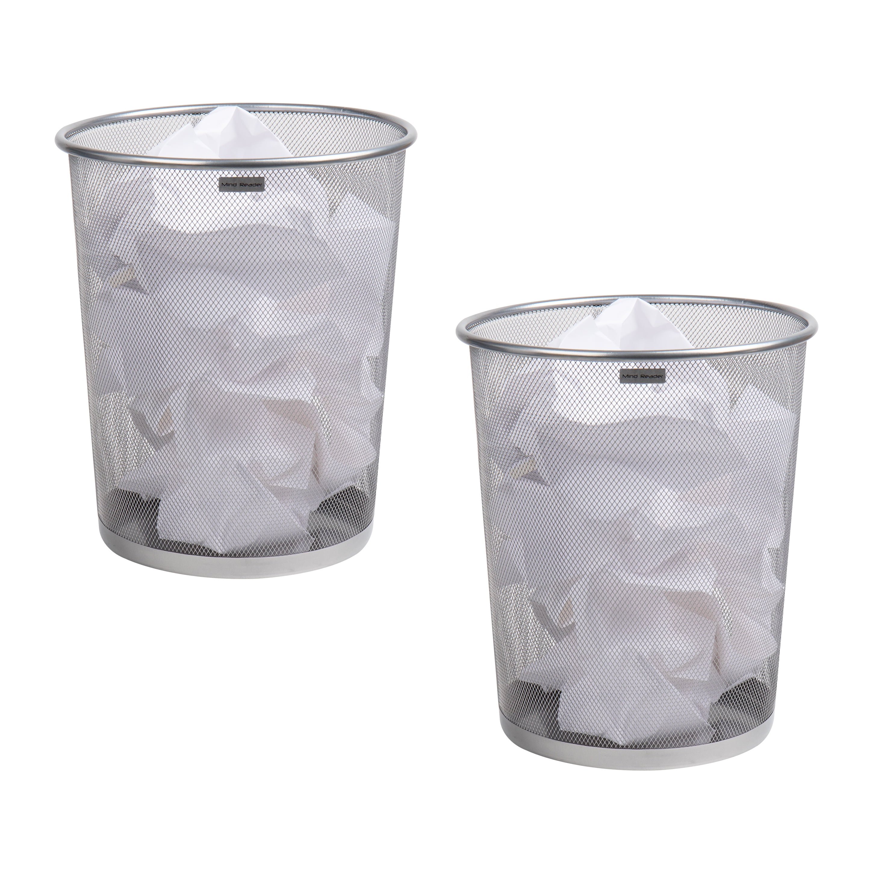 Mind Reader Mesh Trash Can, 16.65L (4.4 gal), Waste Paper Basket, Round ...