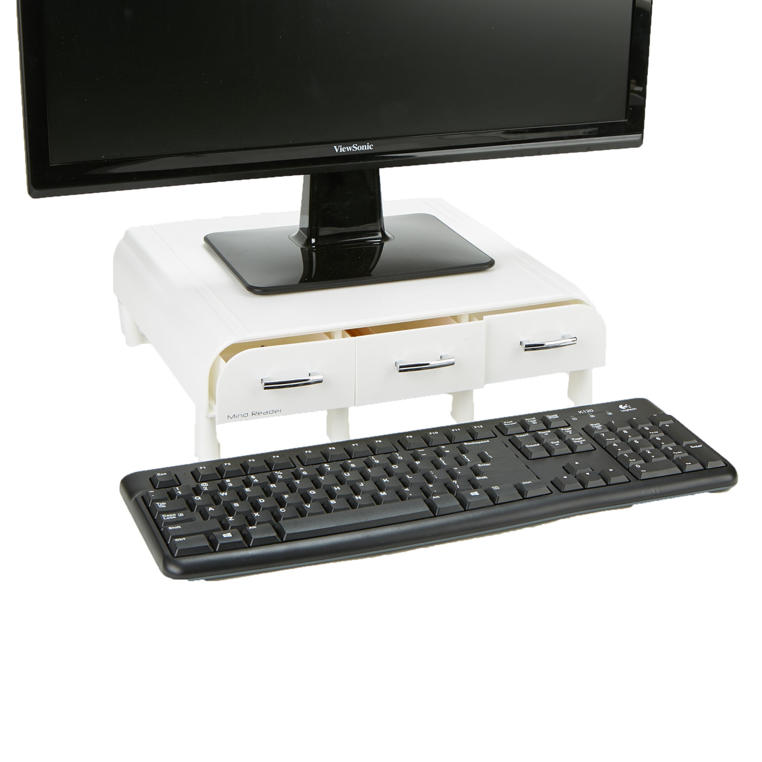 Mind Reader PC, Laptop, IMAC Monitor Stand and Desk Organizer, White ...