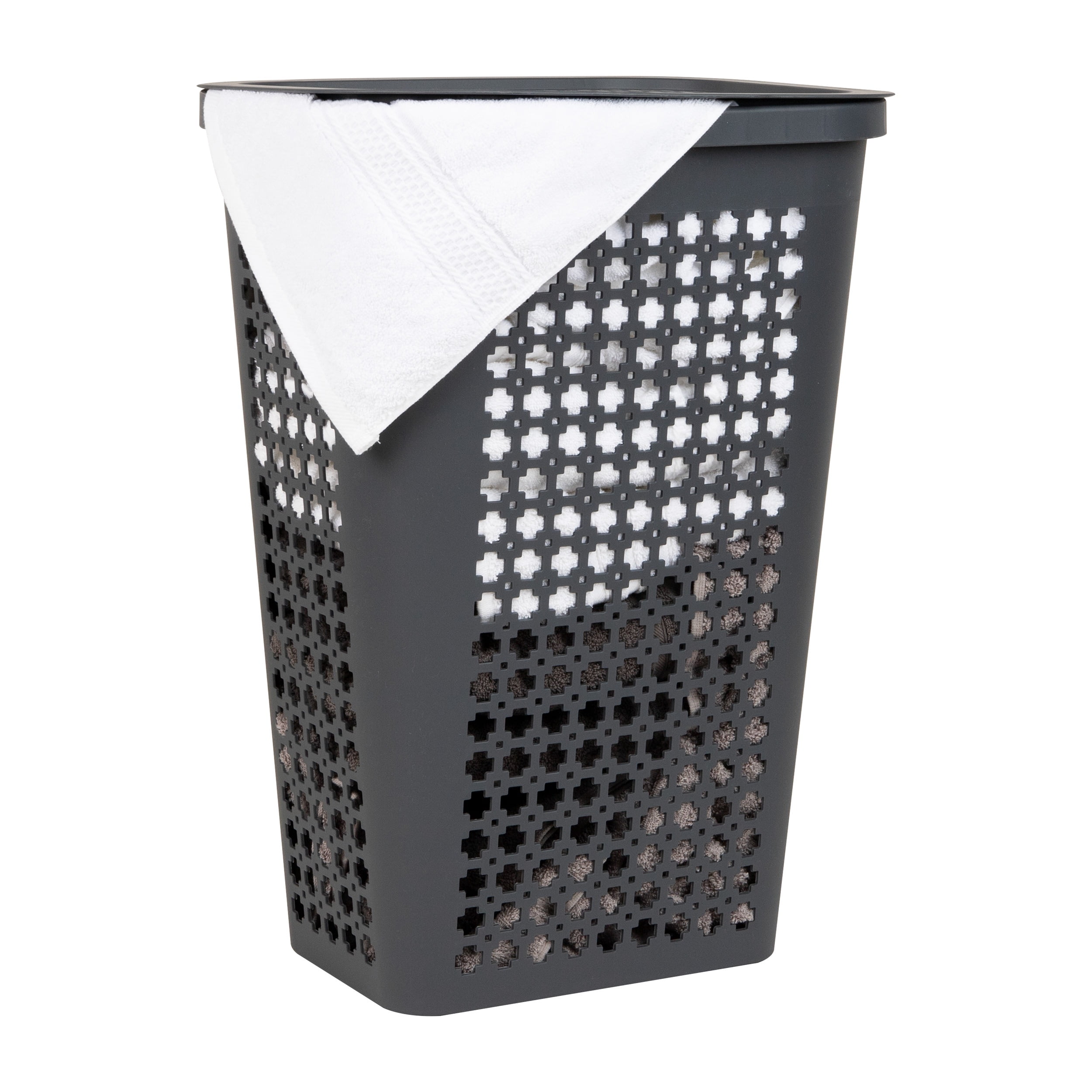 Mind Reader Plastic Tapered Laundry Hamper with Lid, Clothes Basket ...
