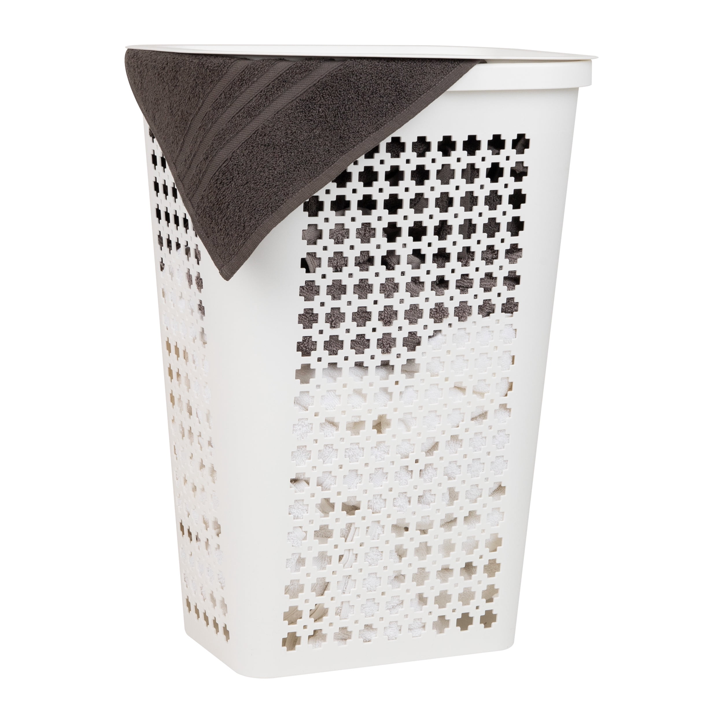 Mind Reader Plastic Tapered Laundry Hamper with Lid, Clothes Basket ...