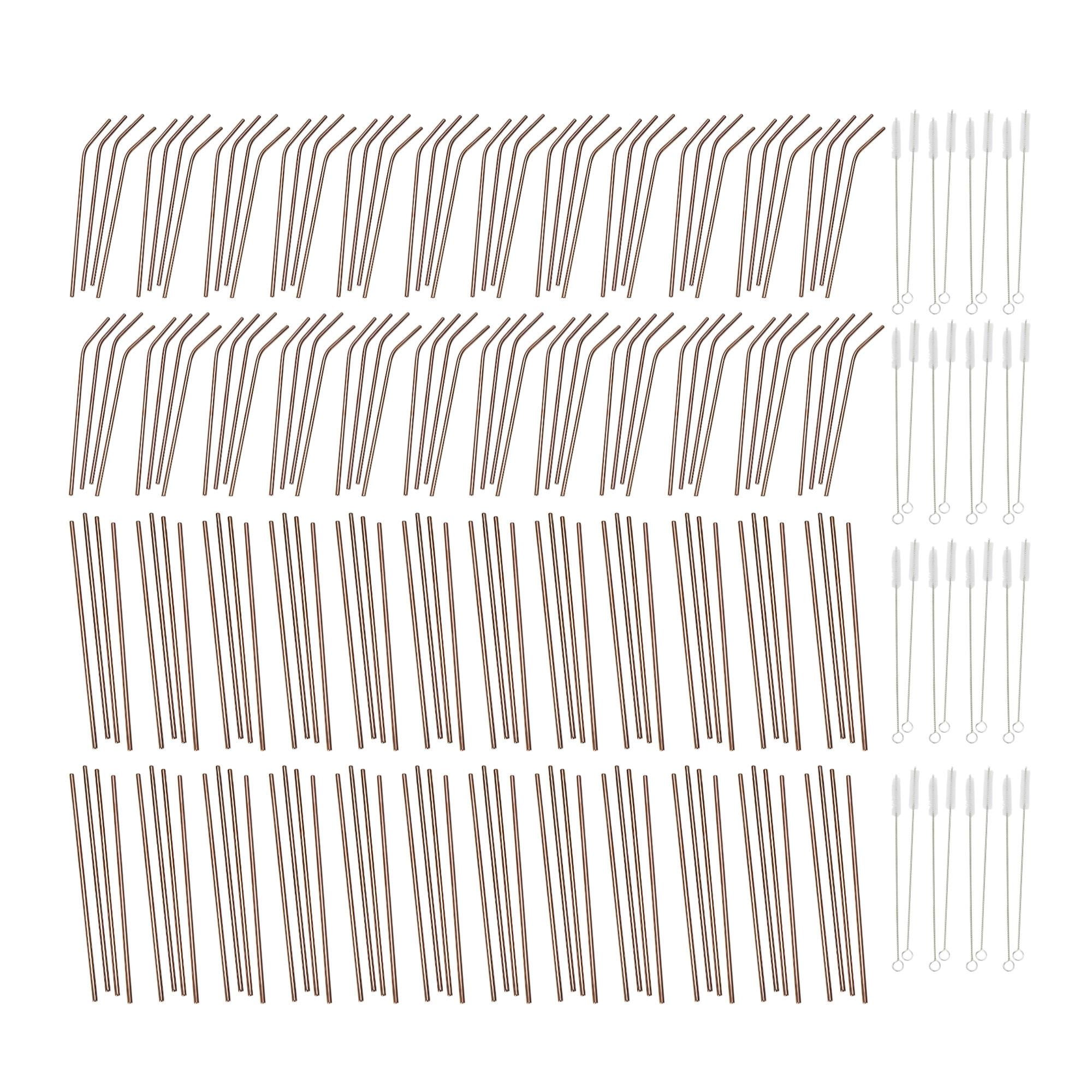 Mind Reader Stainless Steel Reusable Straight/Curved Straws (Rose Gold ...