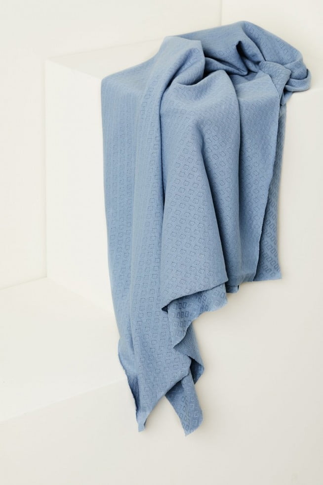 Mind The MAKER Gem Pointelle Jersey Stretch Knit Fabric Faded Blue ...