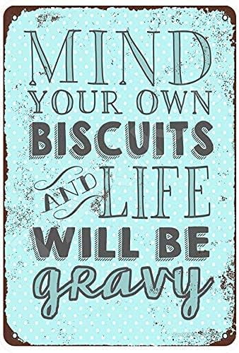 Mind Your Own Biscuits Metal Signs Vintage Bedroom Plaque Decor Life ...