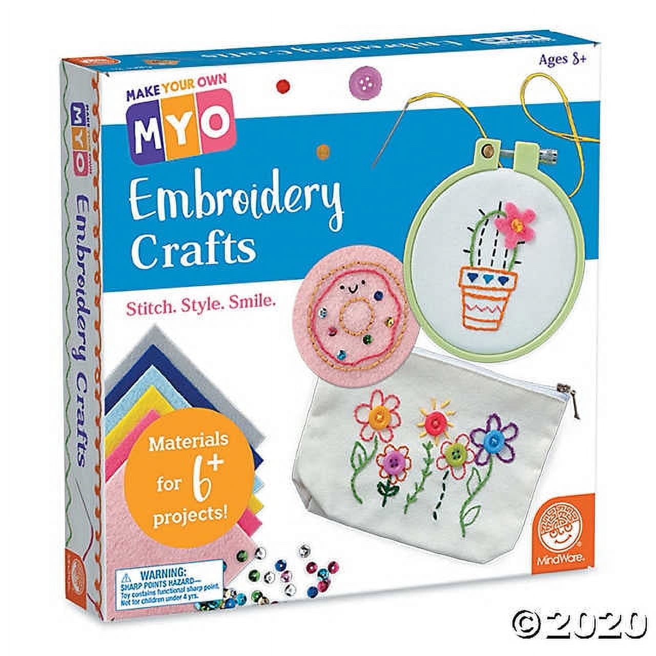 MindWare 14 Pieces Make Your Own Embroidery, Cute & usable DIY Crafts ...