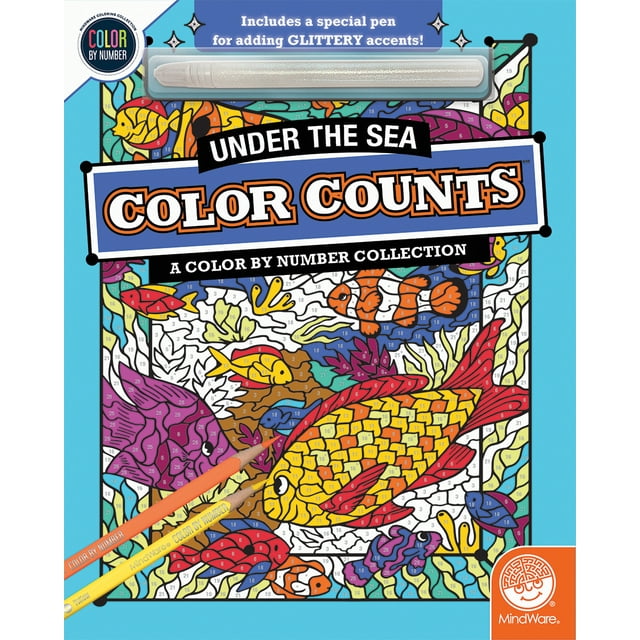 MindWare Color by Number Color Counts: Glitter Under The Sea - Ages 6 ...