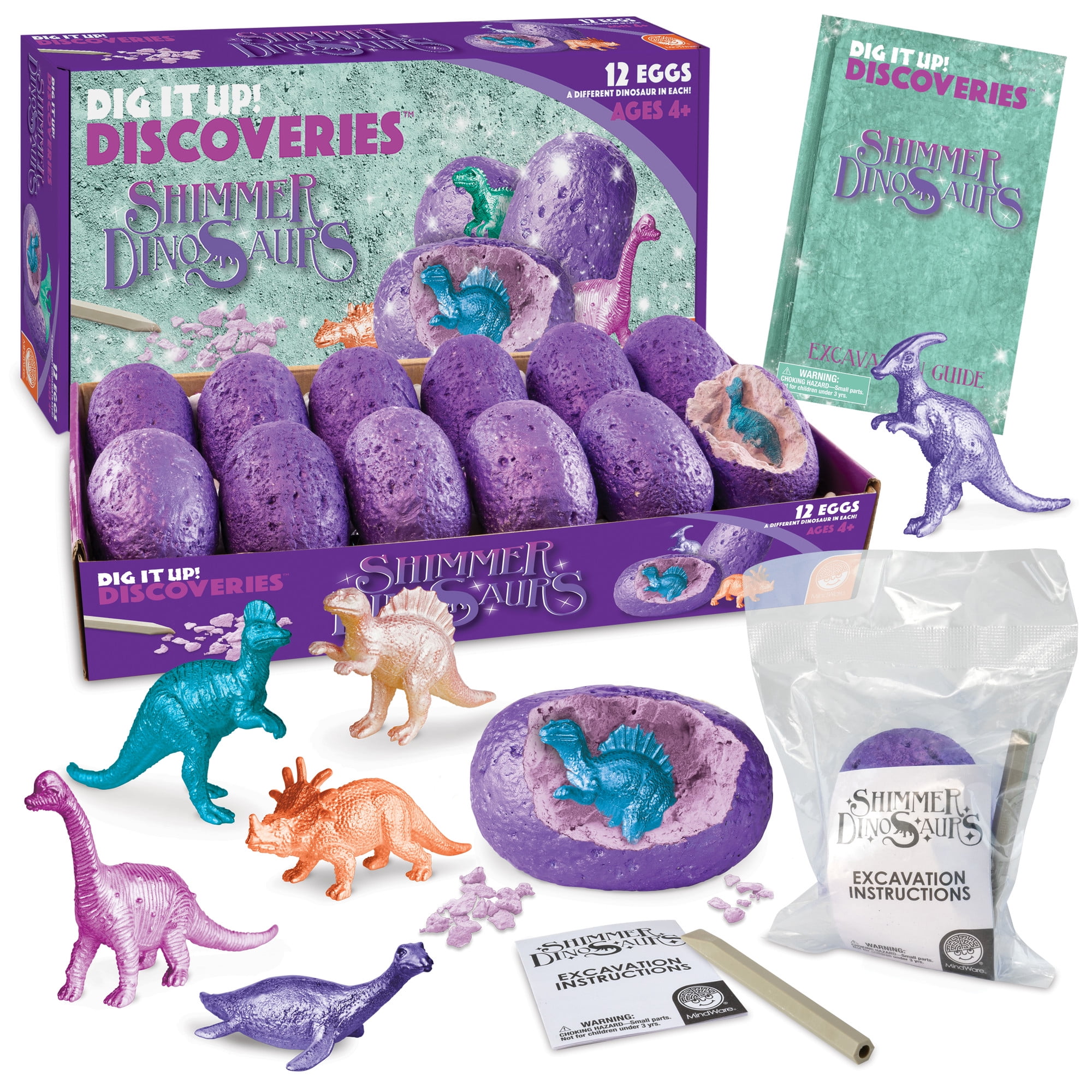 MindWare Discoveries Shimmer Dinosaur Egg Dig Kit (12 Piece) - Walmart.com