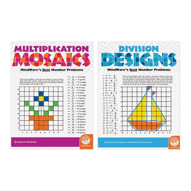MindWare Math Mosaics Multiplication and Division: Set of 2, 30 Single ...