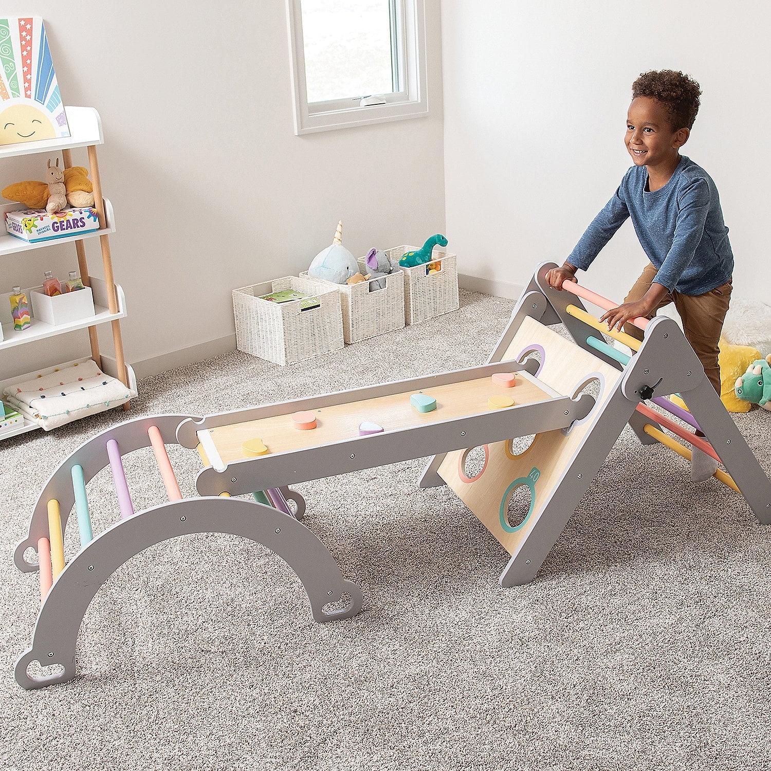 MindWare Oh So Fun! Deluxe Wooden Montessori Toddler Climbing Set with ...