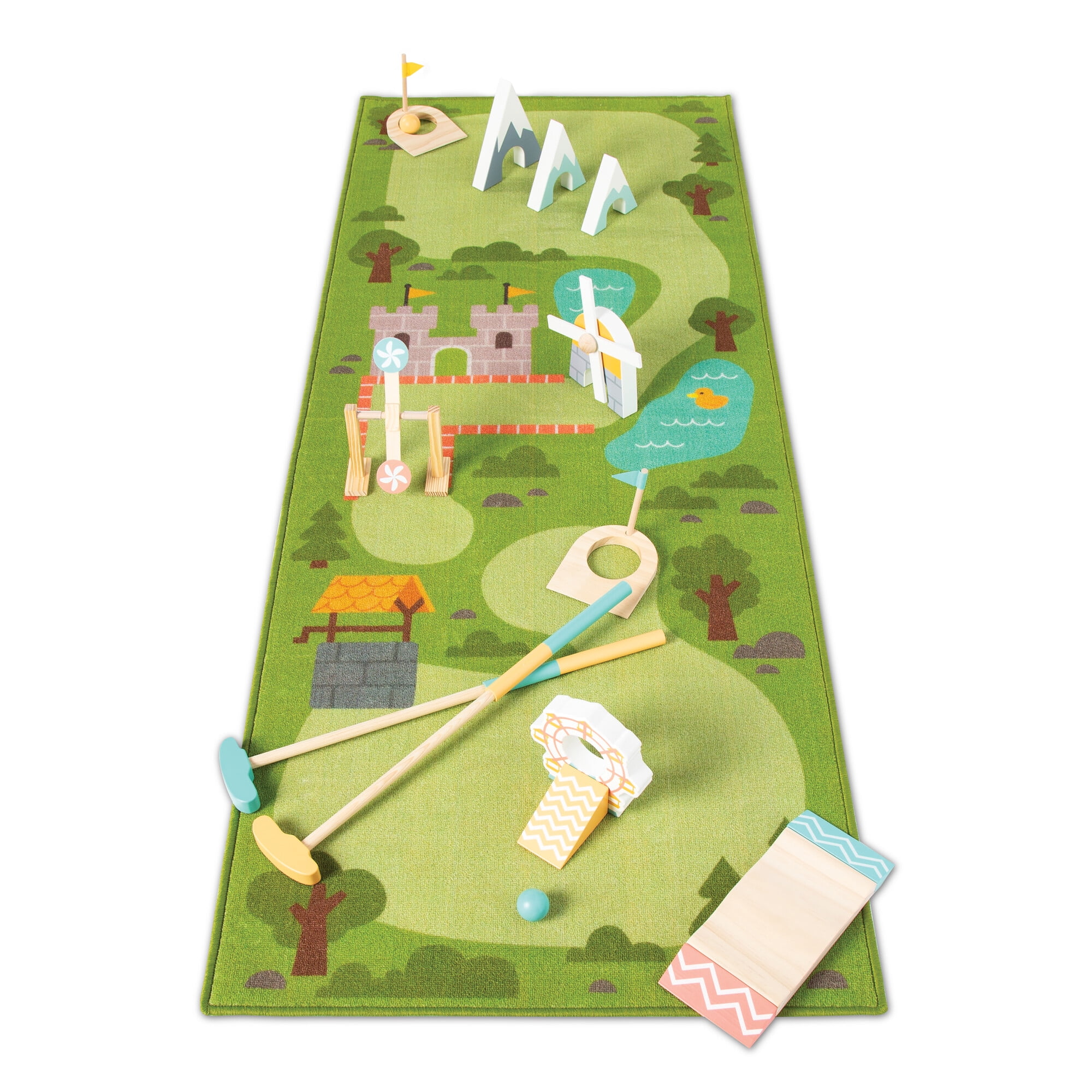 MindWare Oh So Fun! Mini Golf Set , 30" x 78 3/4" Rug with 2 Mini Golf ...