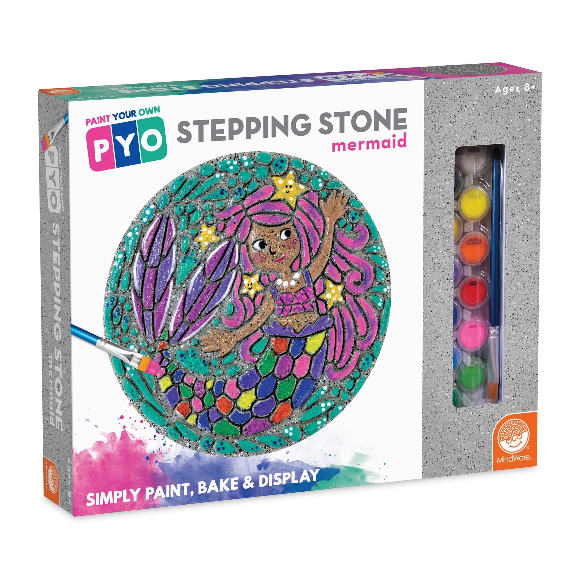 MindWare Paint Your Own Stepping Stone: Mermaid, Weather Resistant Cement, PYO Stepping Stones ...