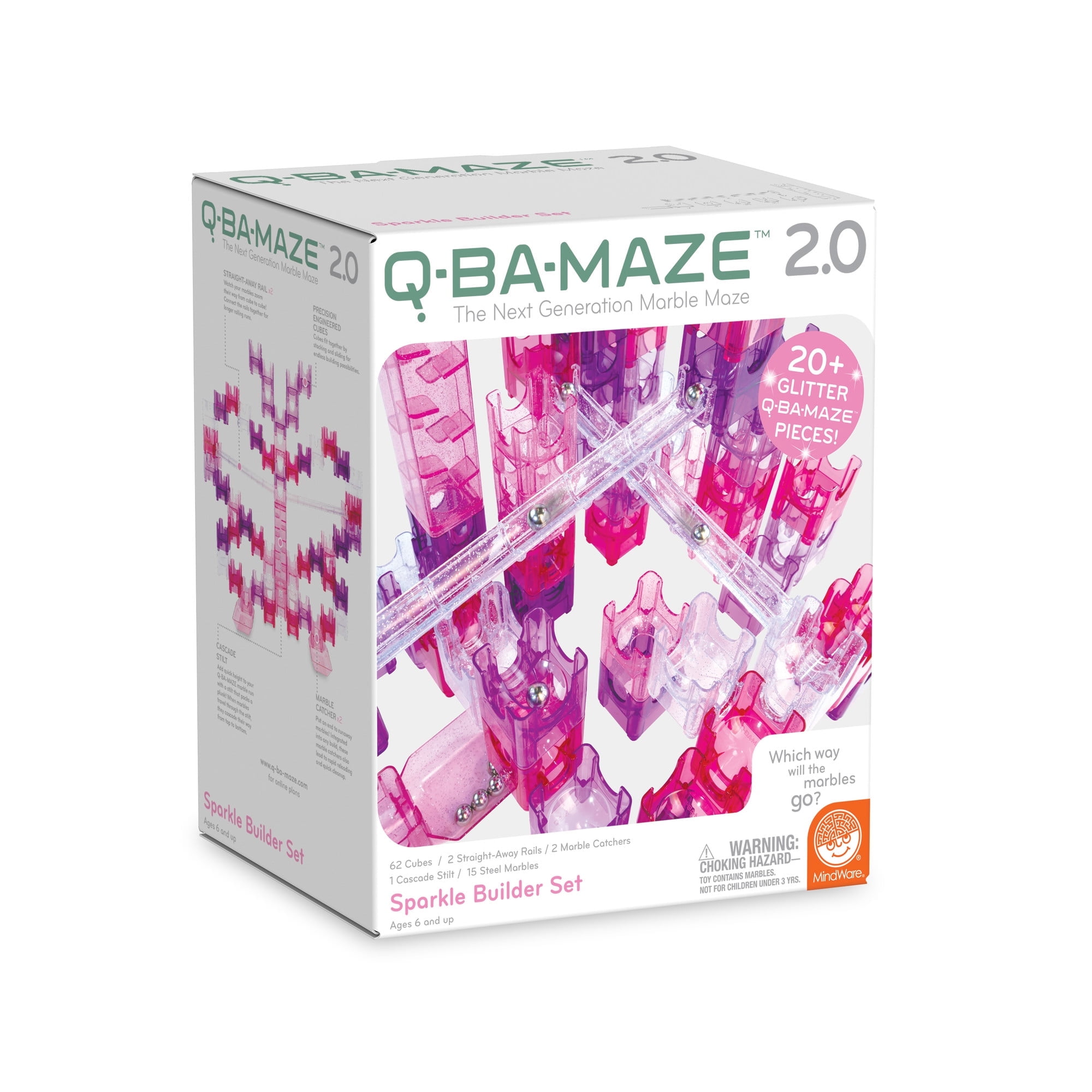 MindWare Q-BA-Maze: Sparkle Builder Set, Glitter & Pink Free-Form ...