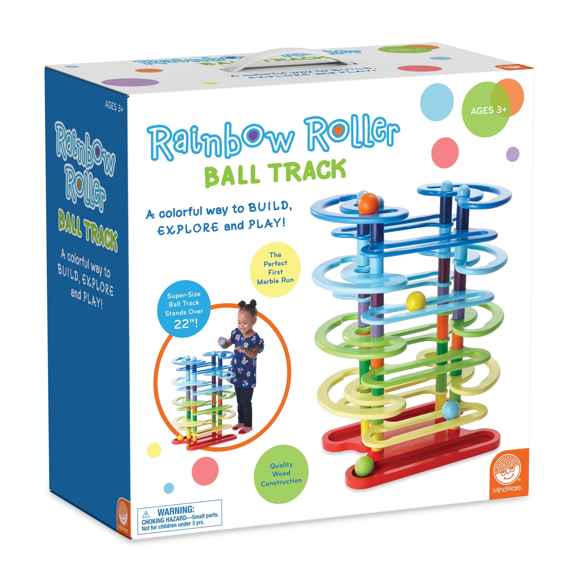 MindWare Building Toys: Rainbow Roller Ball Track, Wooden Building ...
