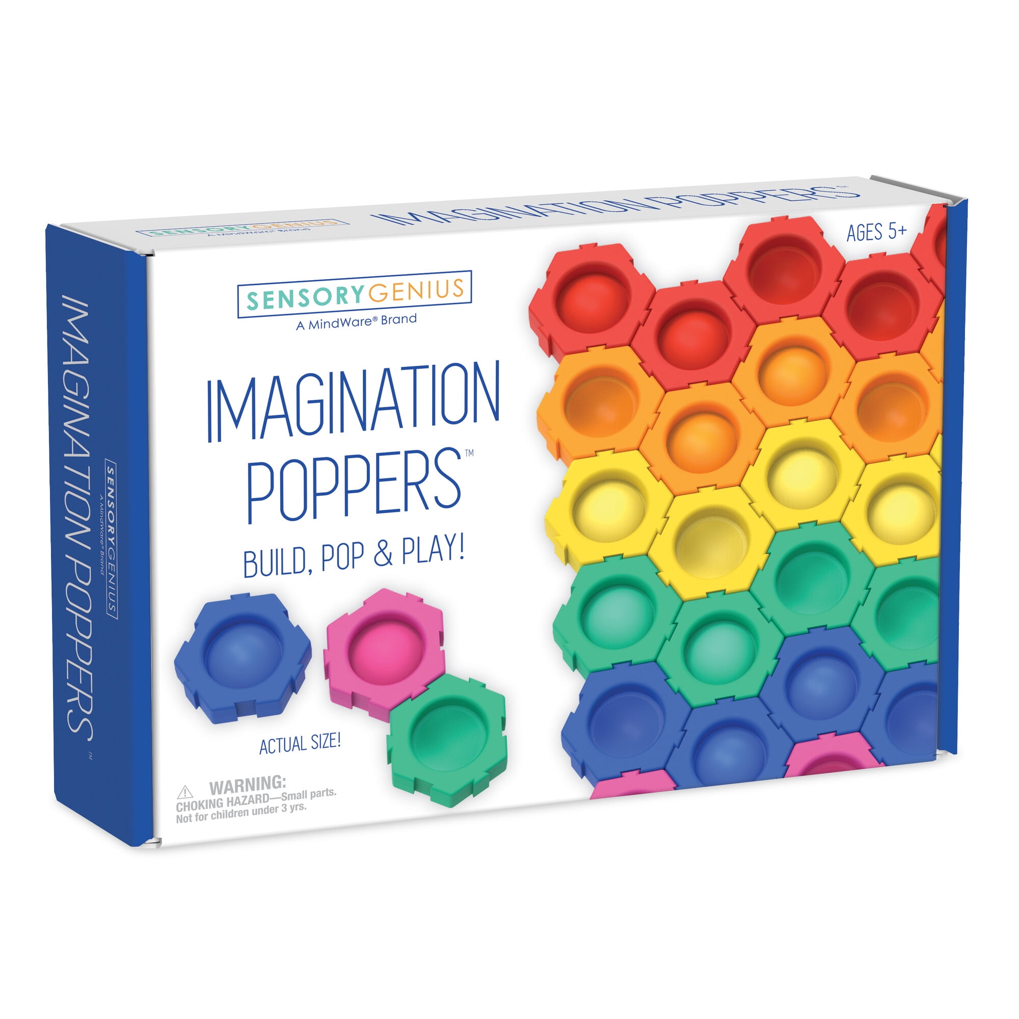MindWare Sensory Genius Imagination Poppers , Fun Fidget Toys , 30 Popper Blocks, 20 Two Sided ...