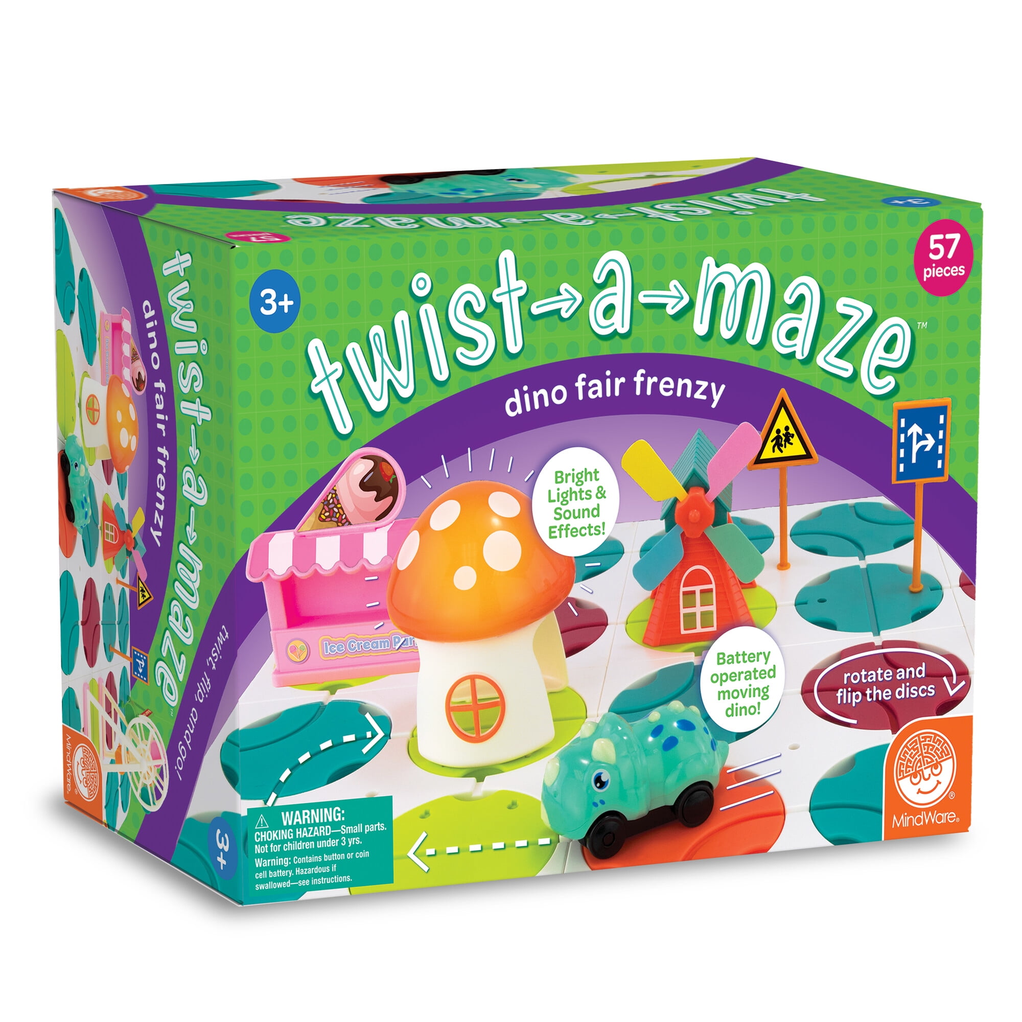 MindWare Twist-a-Maze Dino Fair Frenzy Toddler Puzzle Track Vehicle Set ...