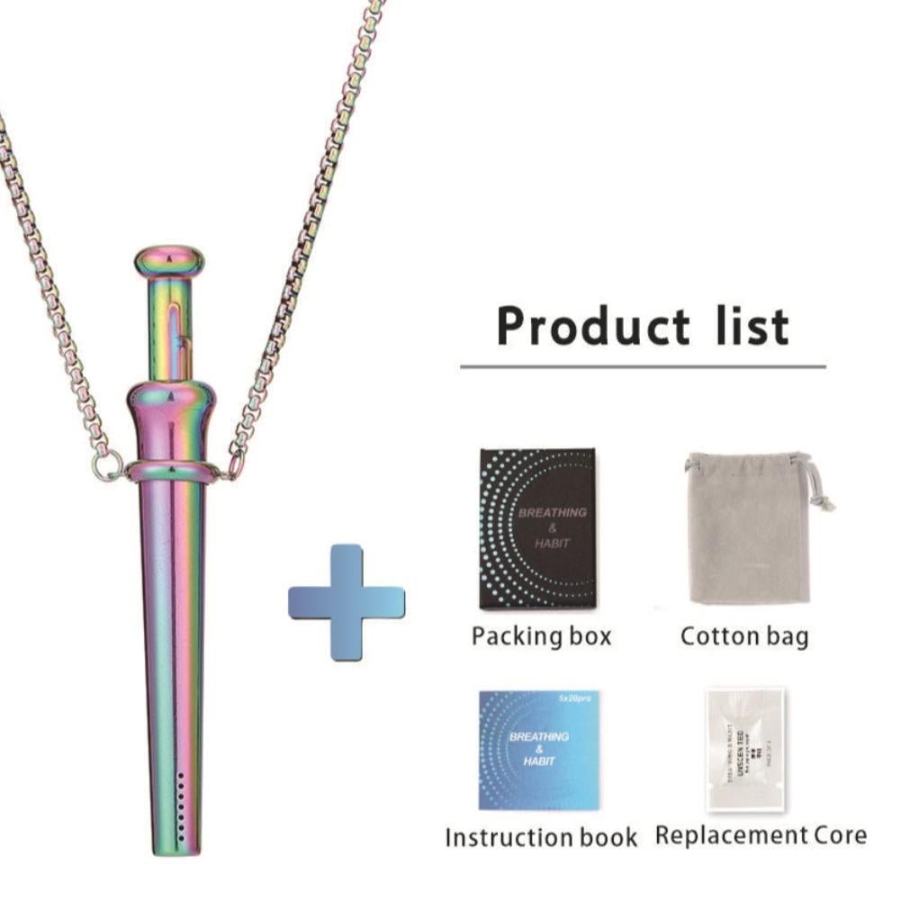 Mindful Breathing Necklace for Anxiety Relief, Stainless Steel ...
