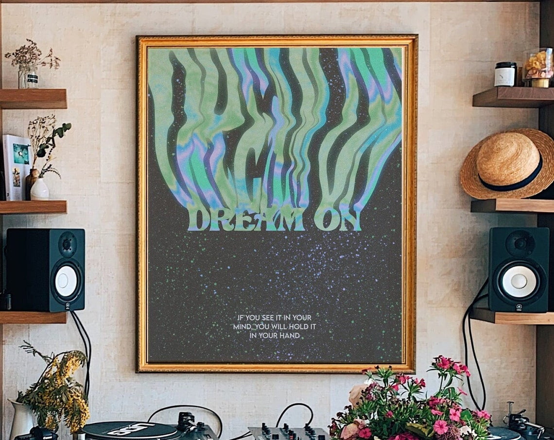 Mindful Quote, Retro Psychedelic, Gradient Poster, Affirmation Poster ...