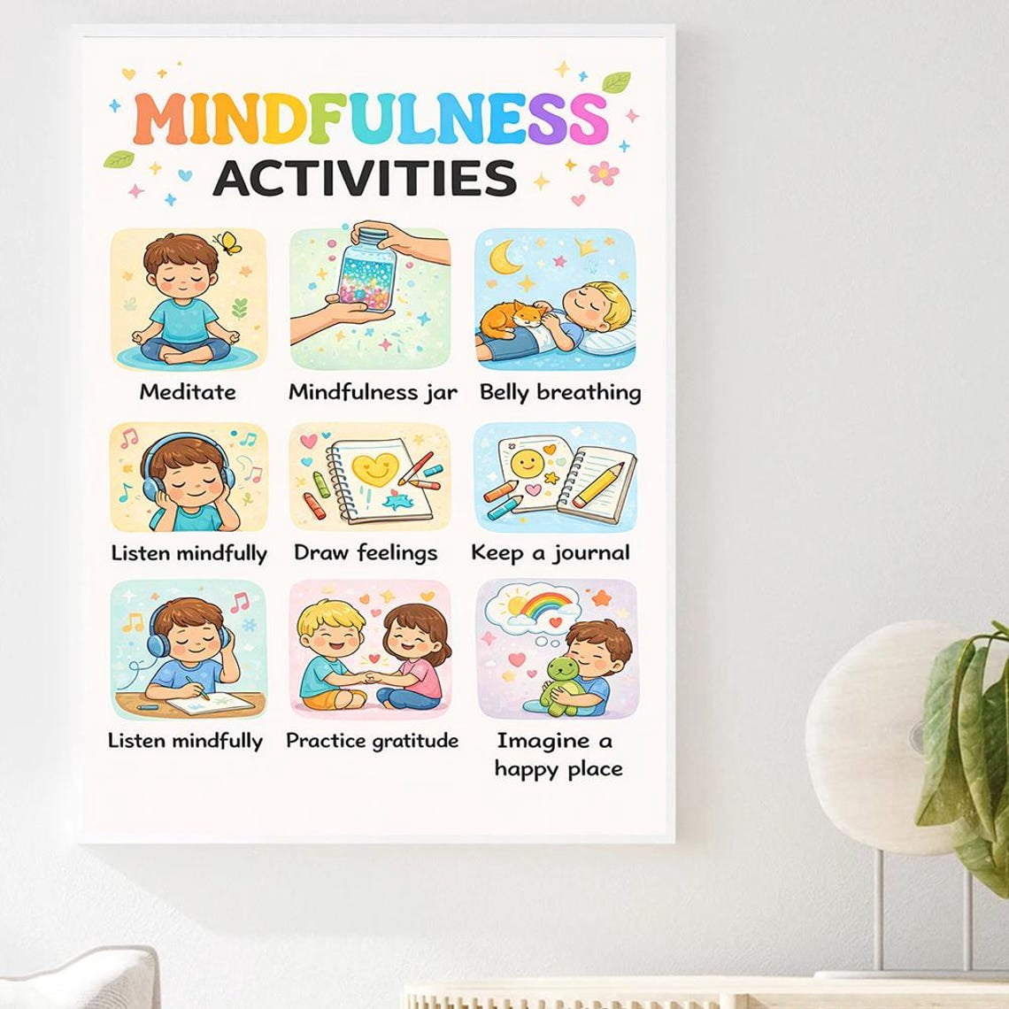 Mindfulness Activities for Kids Calm Down Chart Emotional Regulation ...