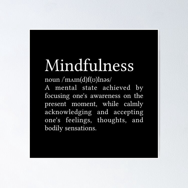Mindfulness Definition Poster- Unframed Poster | Wall Art | Perfect For ...