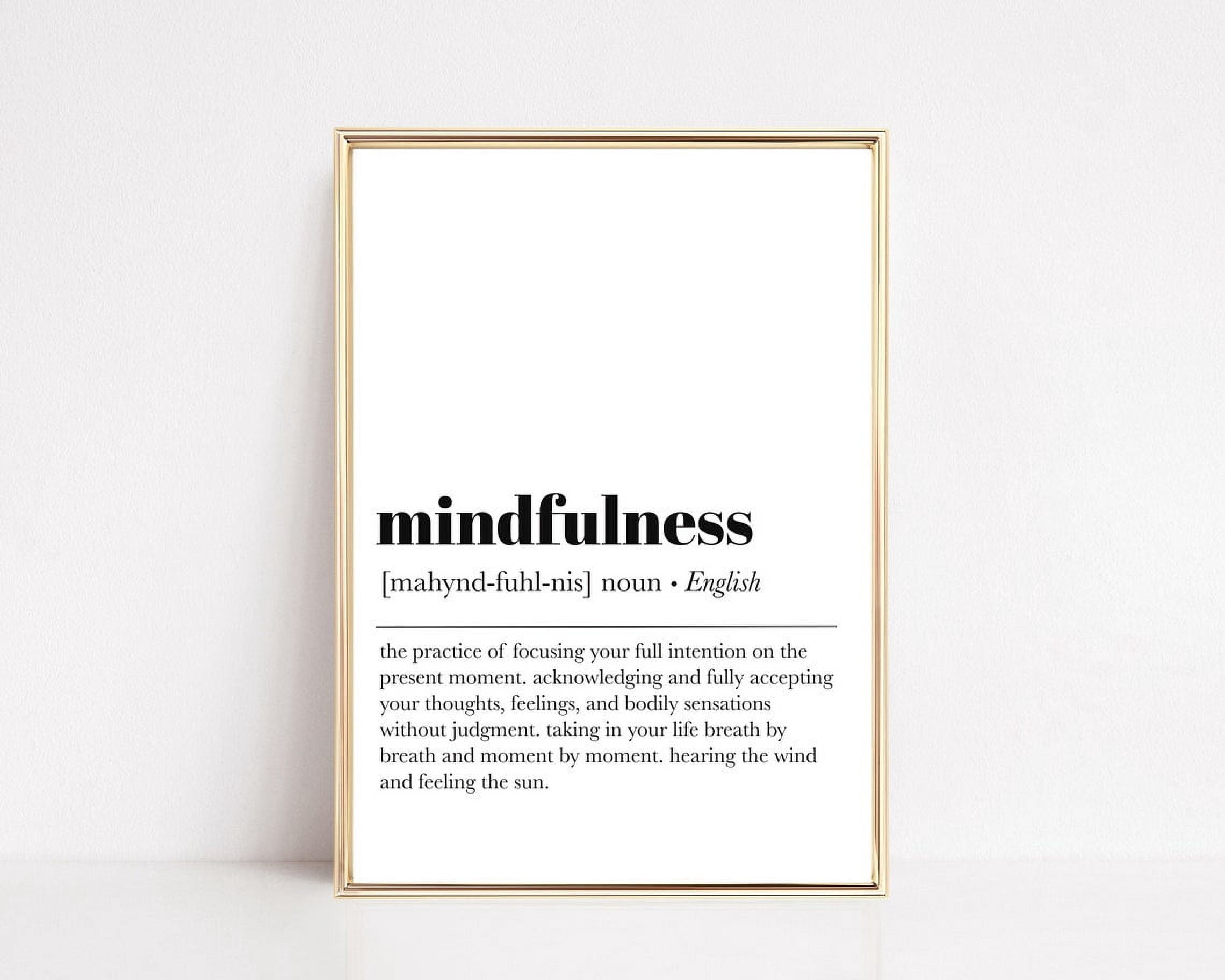 Mindfulness Definition Print Self Care Wall Art Mental Health Poster ...