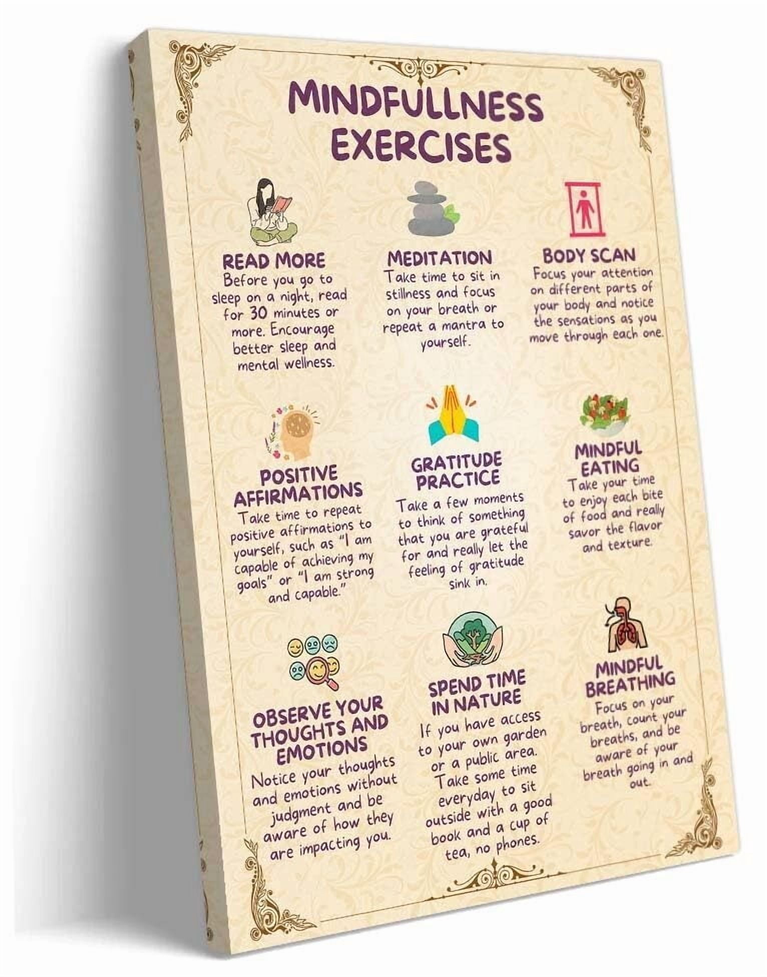 Mindfulness Exercise Mental Health Wall Art Prints Feeling Emotion ...