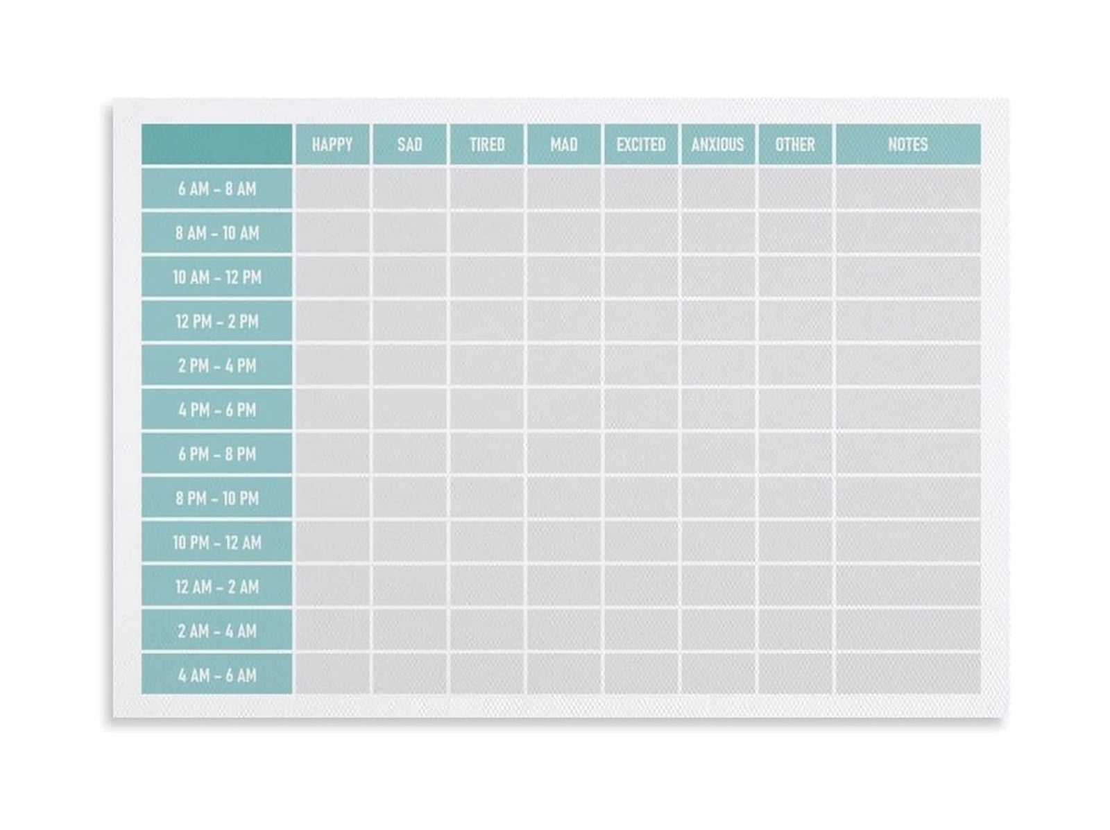 Mindfulness Mood Tracker Poster 24 Hour Daily Emotion Log Chart for ...