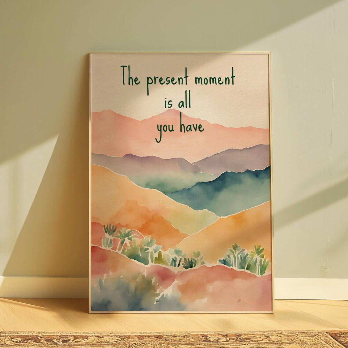 Mindfulness Mountain Landscape Quote Art, Unframed Canvas Size 24x36 ...