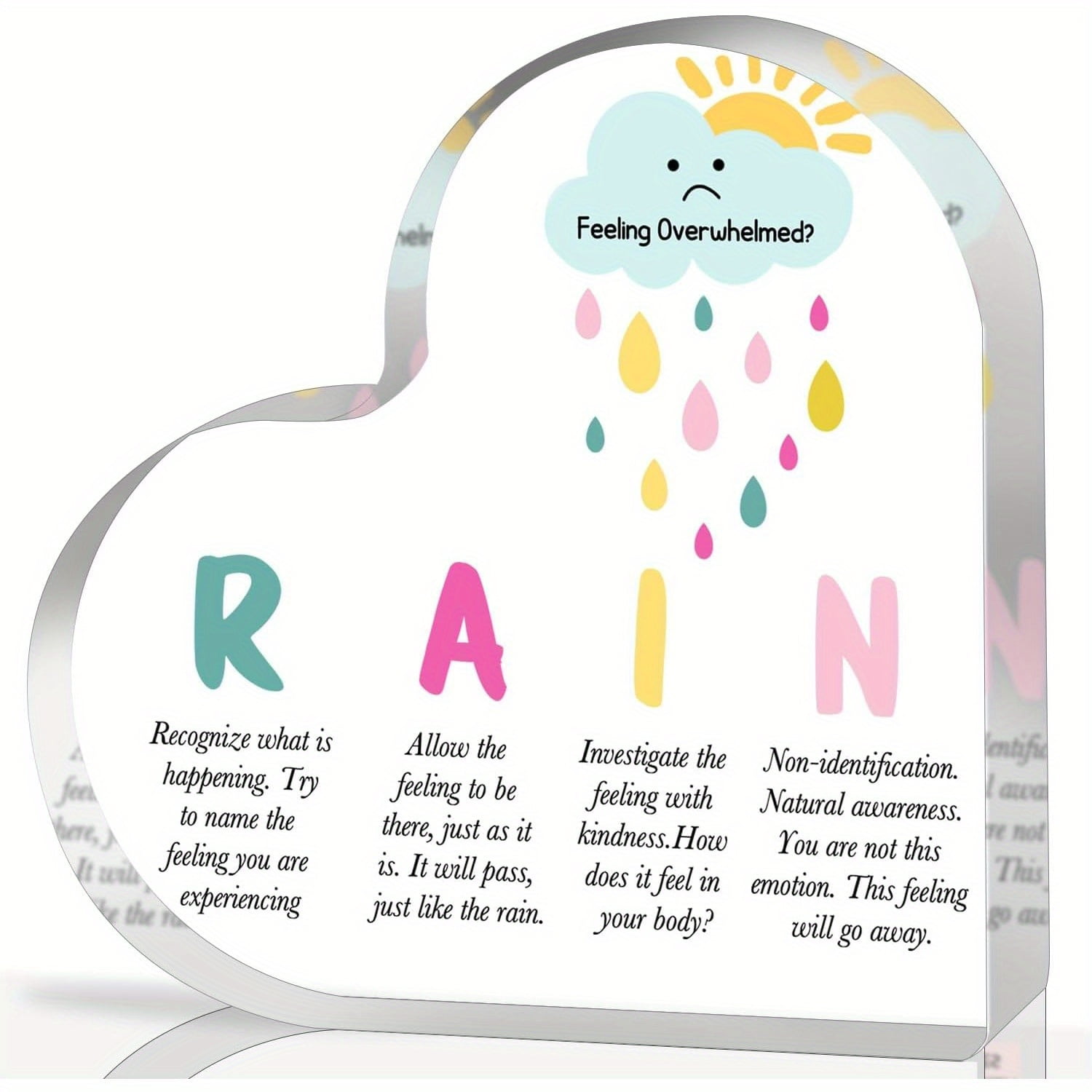 Mindfulness Technique Heart Shaped Acrylic Plaque 3.9X3.9 Inch Mental ...