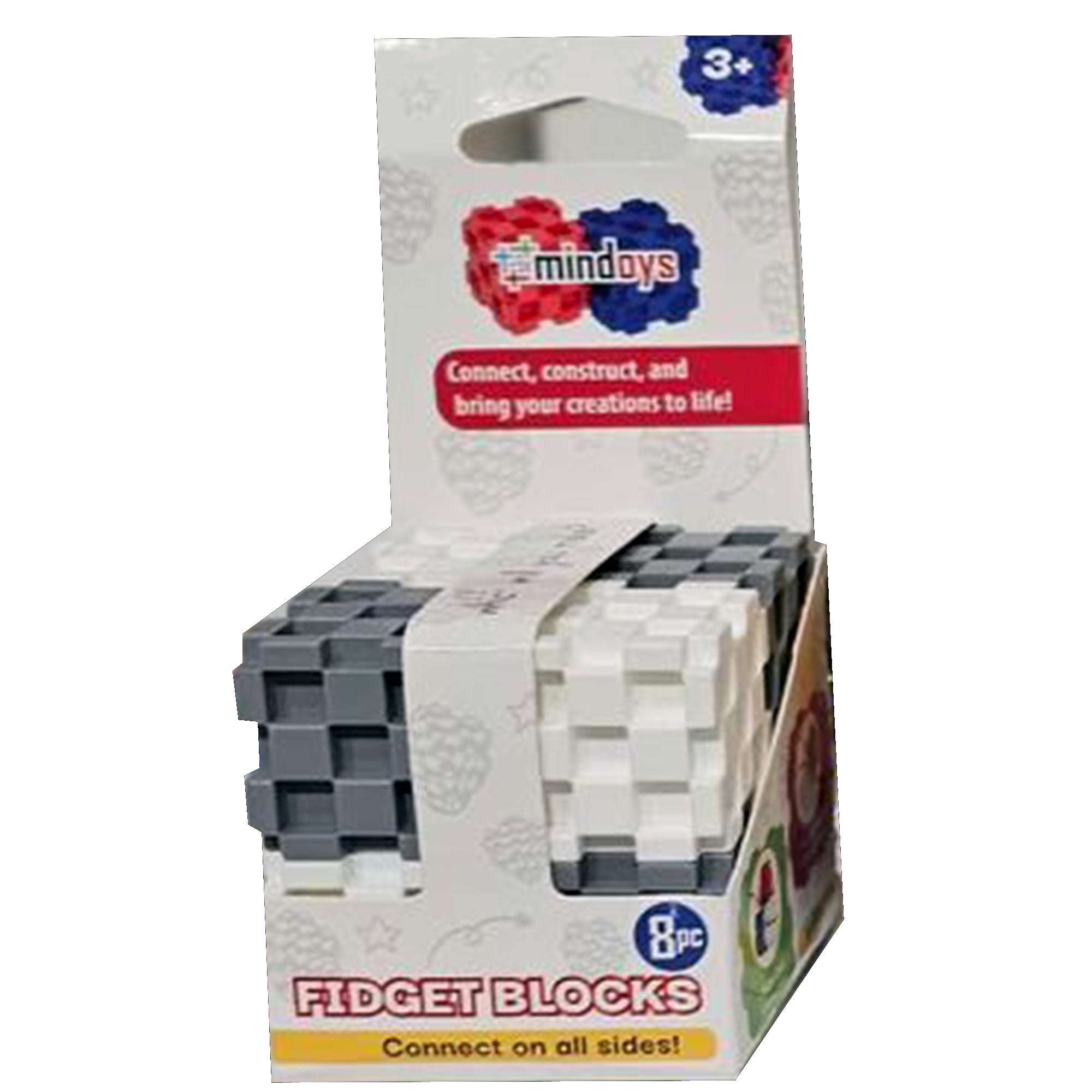 Mindoys Fidget Blocks Set – 8 pcs Cube Toy Connect on All Sides – Gray ...