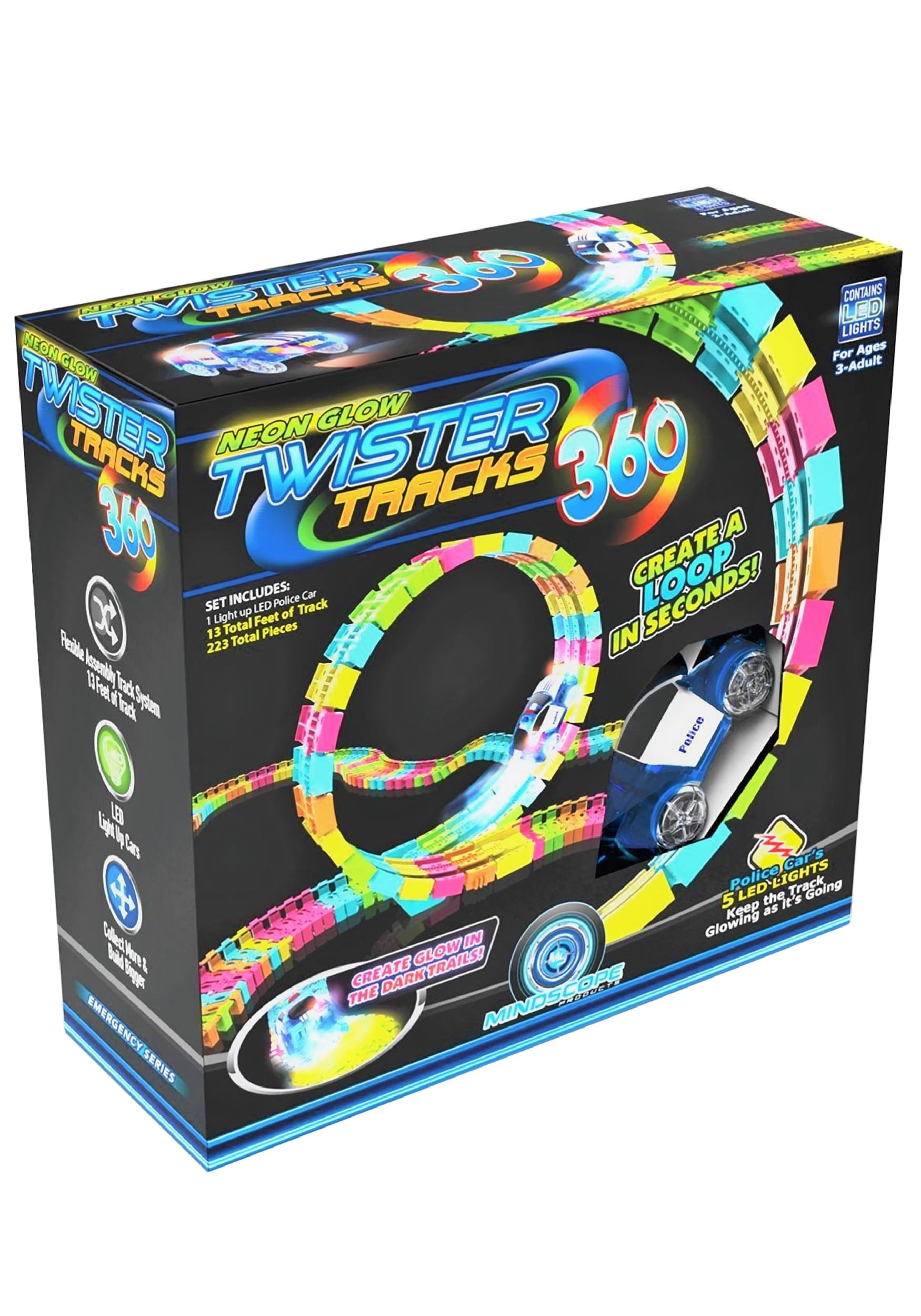 Mindscope Toy Set: Twister Tracks Trax 360 Loop, 15' Neon Glow in Dark ...