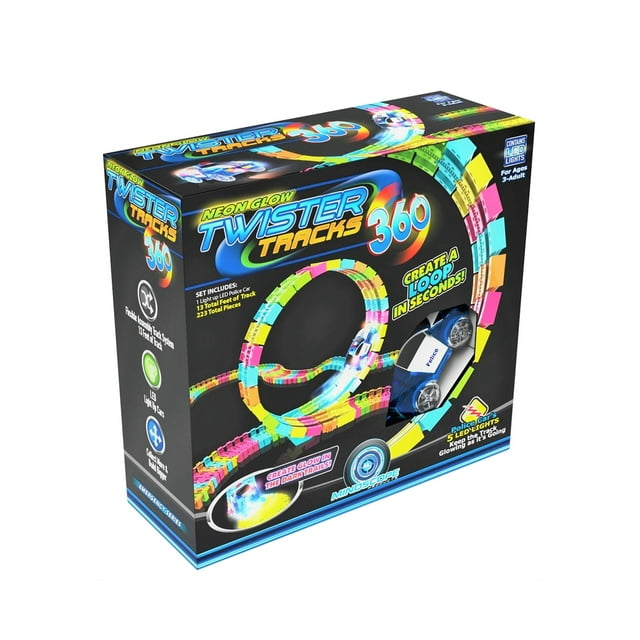Mindscope Toy Set: Twister Tracks Trax 360 Loop, 15' Neon Glow in Dark ...