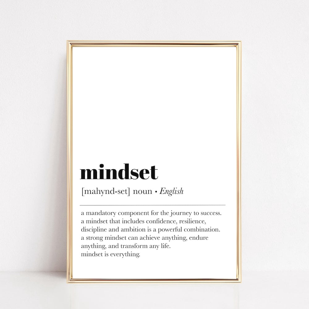 Mindset Definition, Home Office Wall Art, Inspirational Quote Prints ...