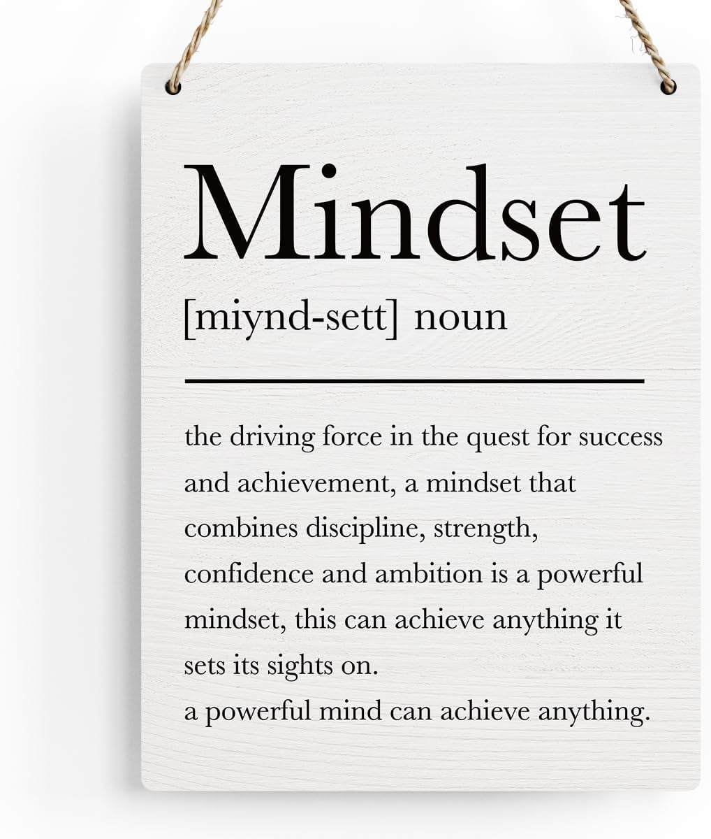 Mindset Definition Wall Art Inspirational Mindset Quote Wall Hanging ...