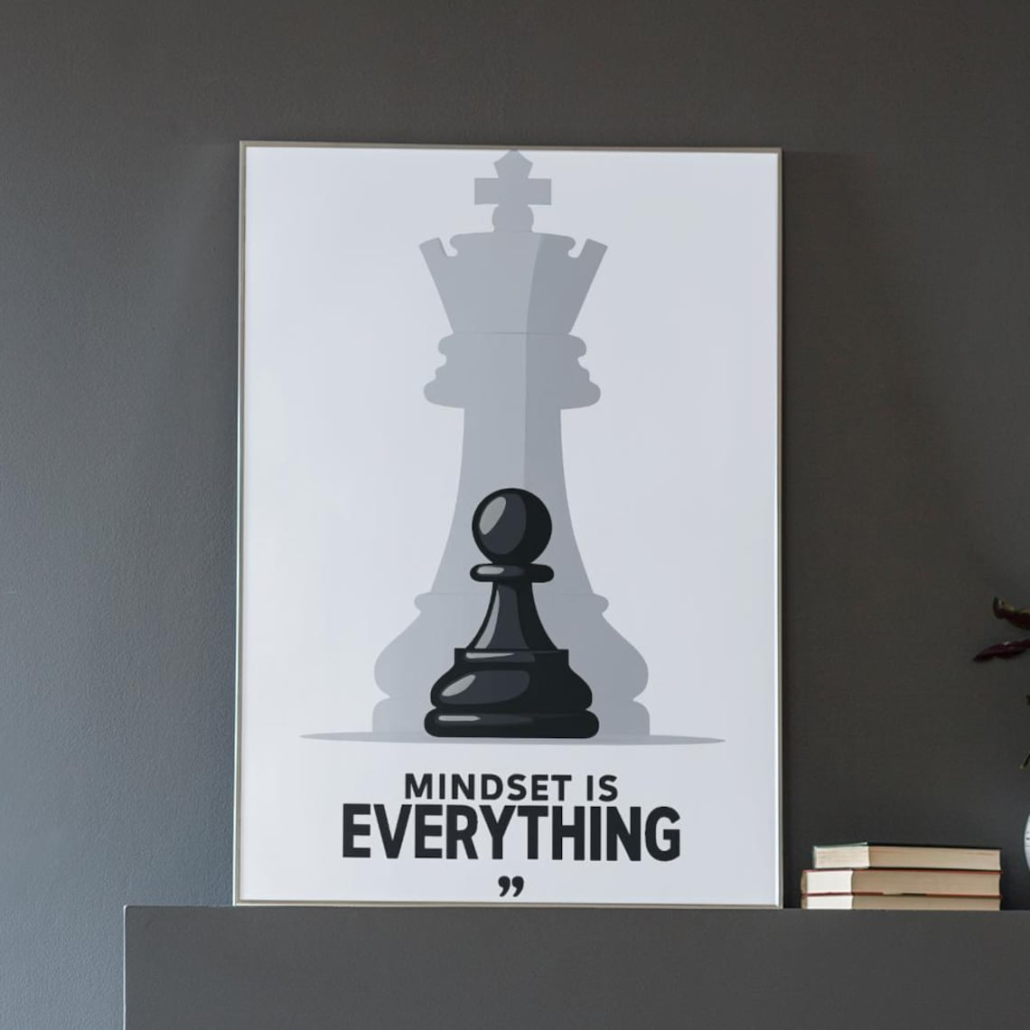 Mindset Is Everything Motivational Poster, Chess Quote Wall Art, Black ...