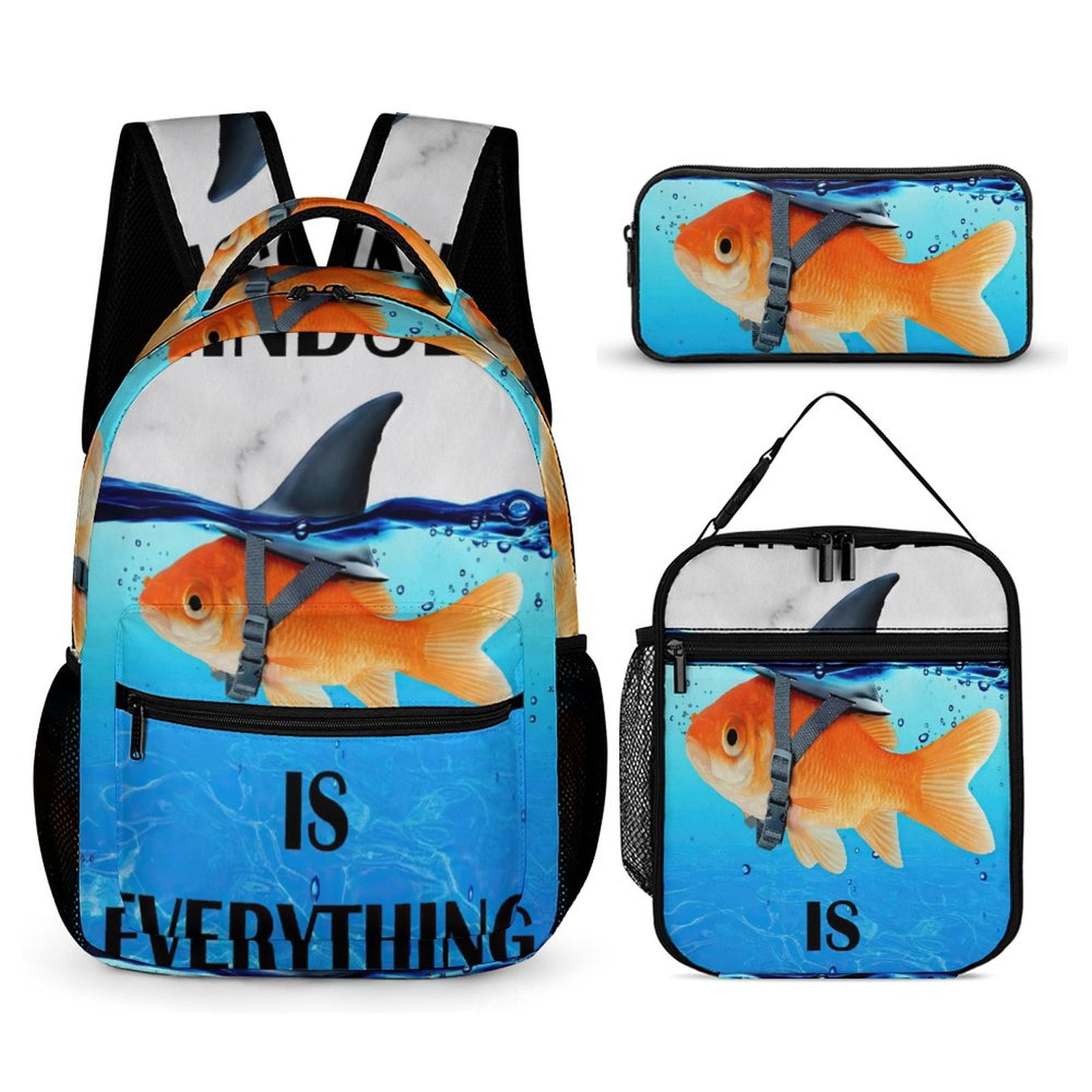 Mindset Is Everything Inspirational 3 Piece Backpack Set Anime Casual ...