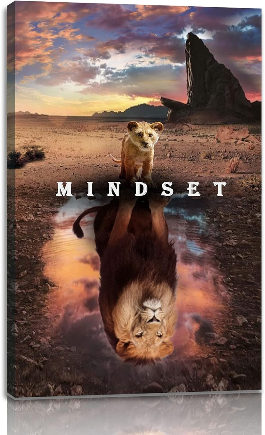 Mindset Is Everything Motivational Canvas Print Wall Art，Lion King ...