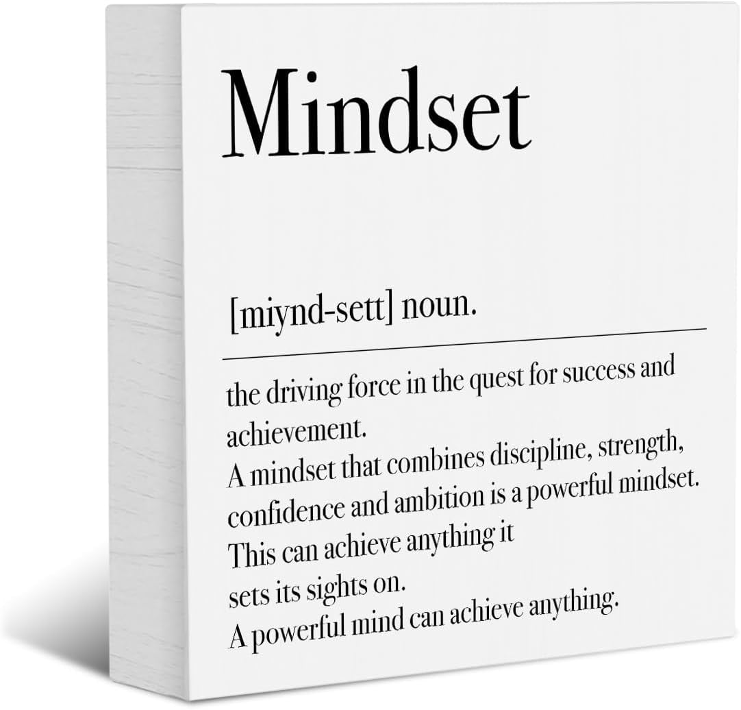 Mindset Noun Definition Decorative Wooden Box Sign Encouraging Rustic ...