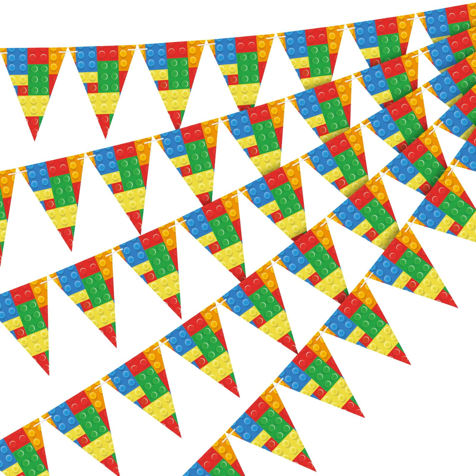 Mindsoft 5 Pcs Pre Strung Building Block Birthday Party Supplies Banner ...