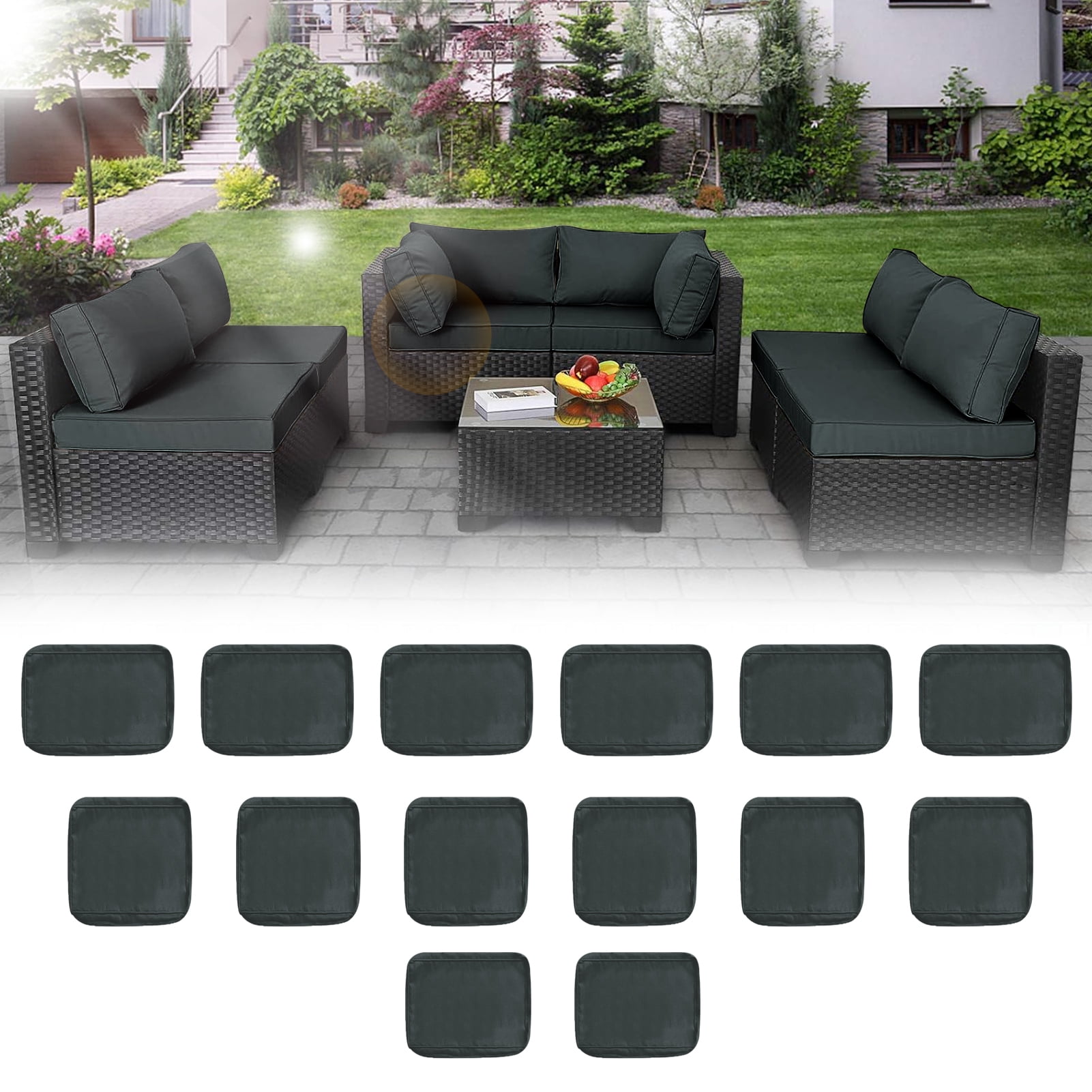 Mindsoft Zipper 14-Piece Outdoor Sofa Cushion Slipcover, Dark Gray - Walmart.com